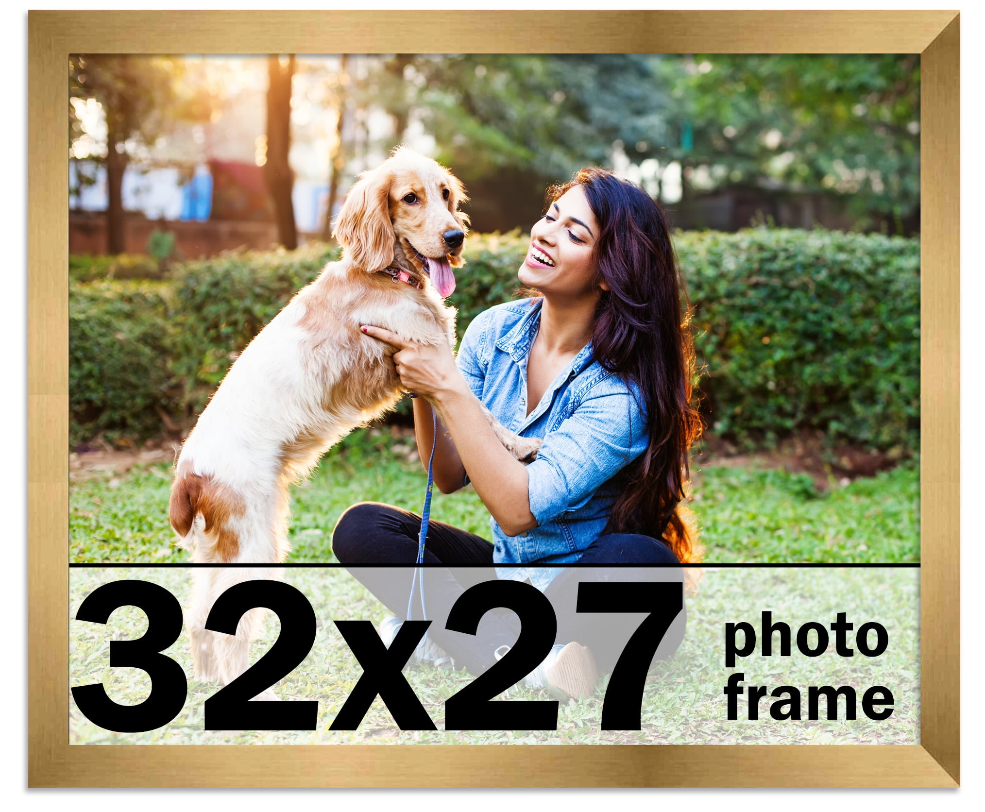 32x27 Frame Gold Bronze Modern Solid Wood Picture Frame | 0.75 Inch ...
