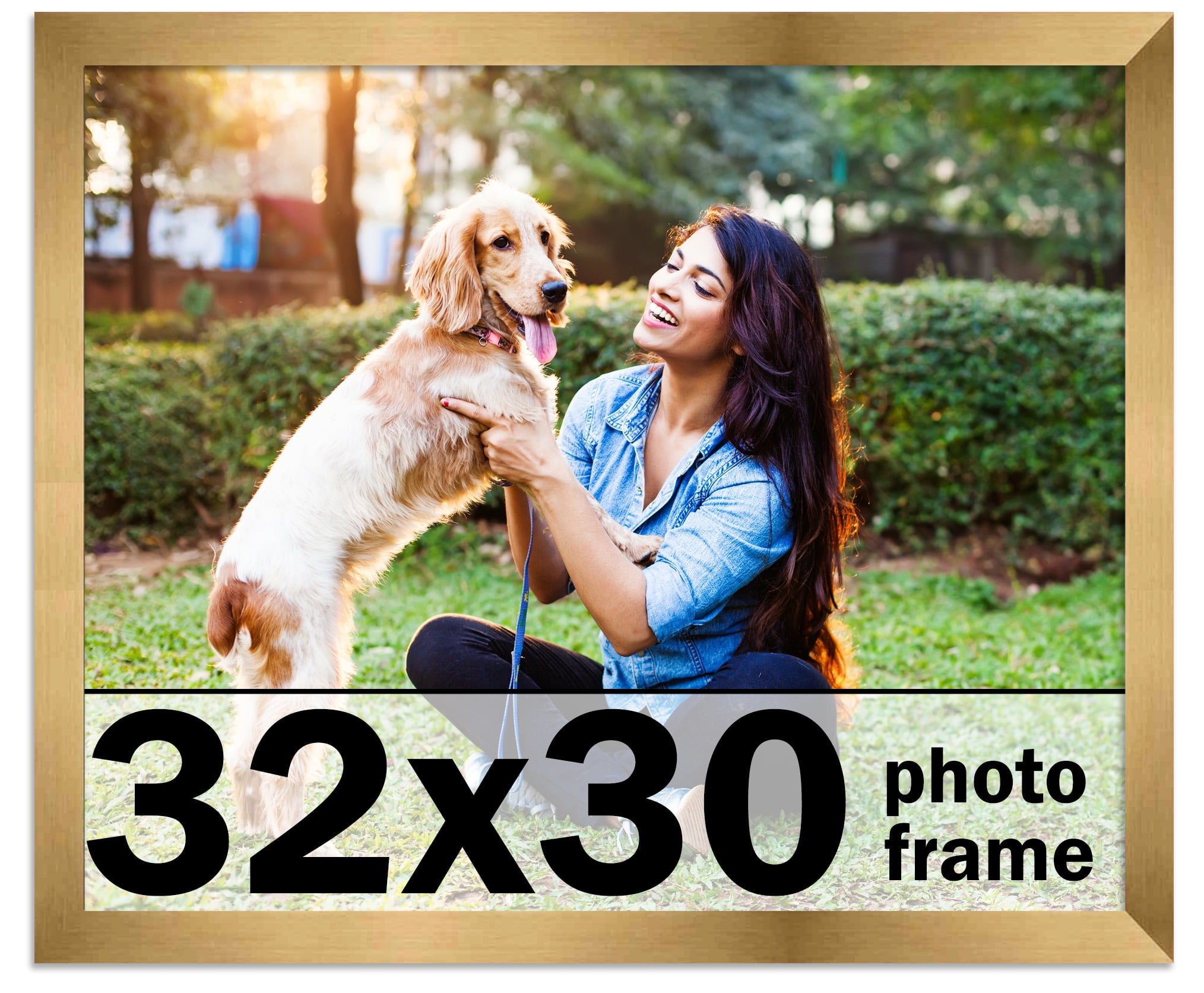 32x30 Frame Gold Bronze Modern Solid Wood Picture Frame | 0.75 Inch ...