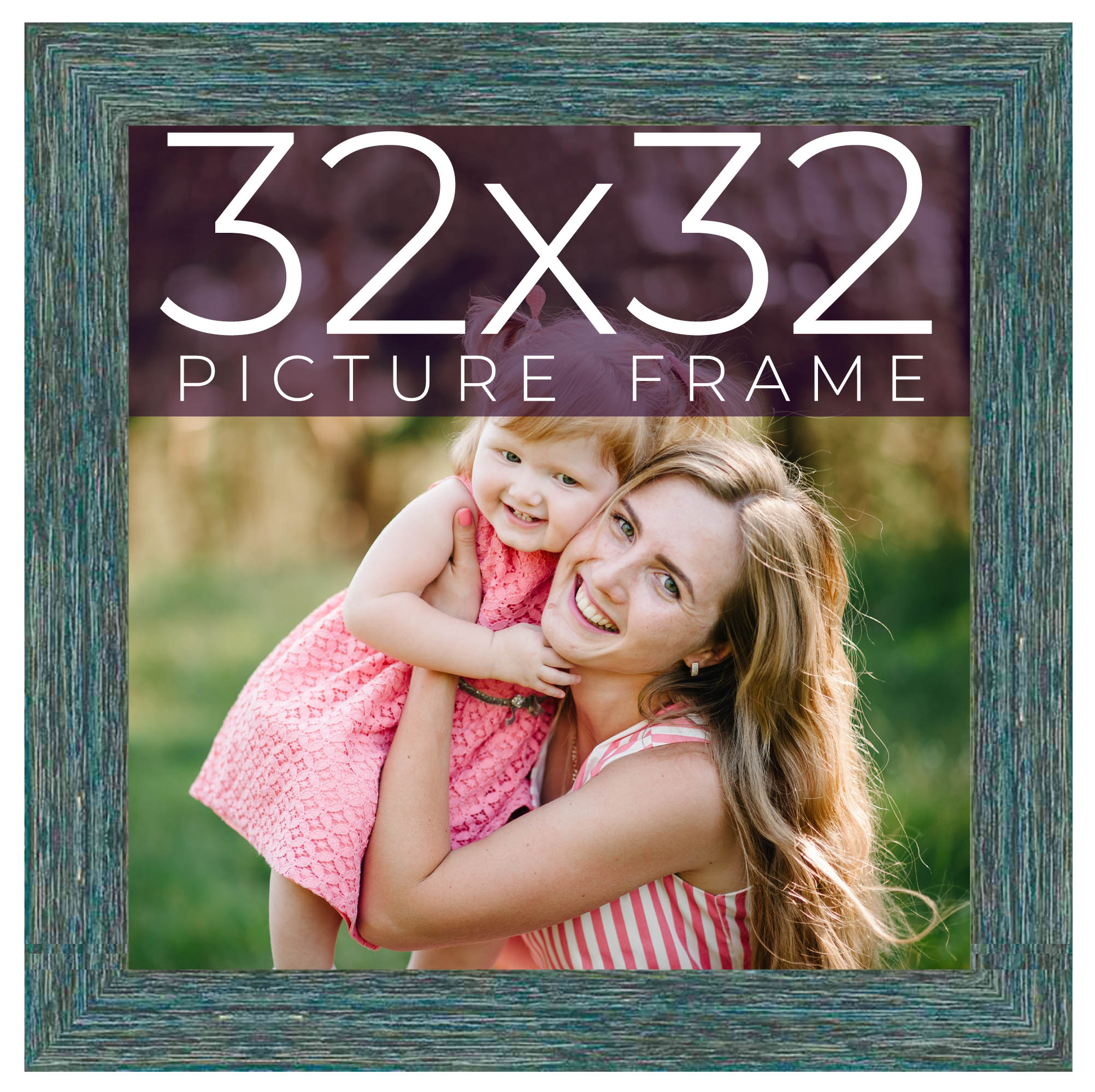 32x32 Frame Blue Real Wood Picture Frame Width 1.25 inches | Interior ...