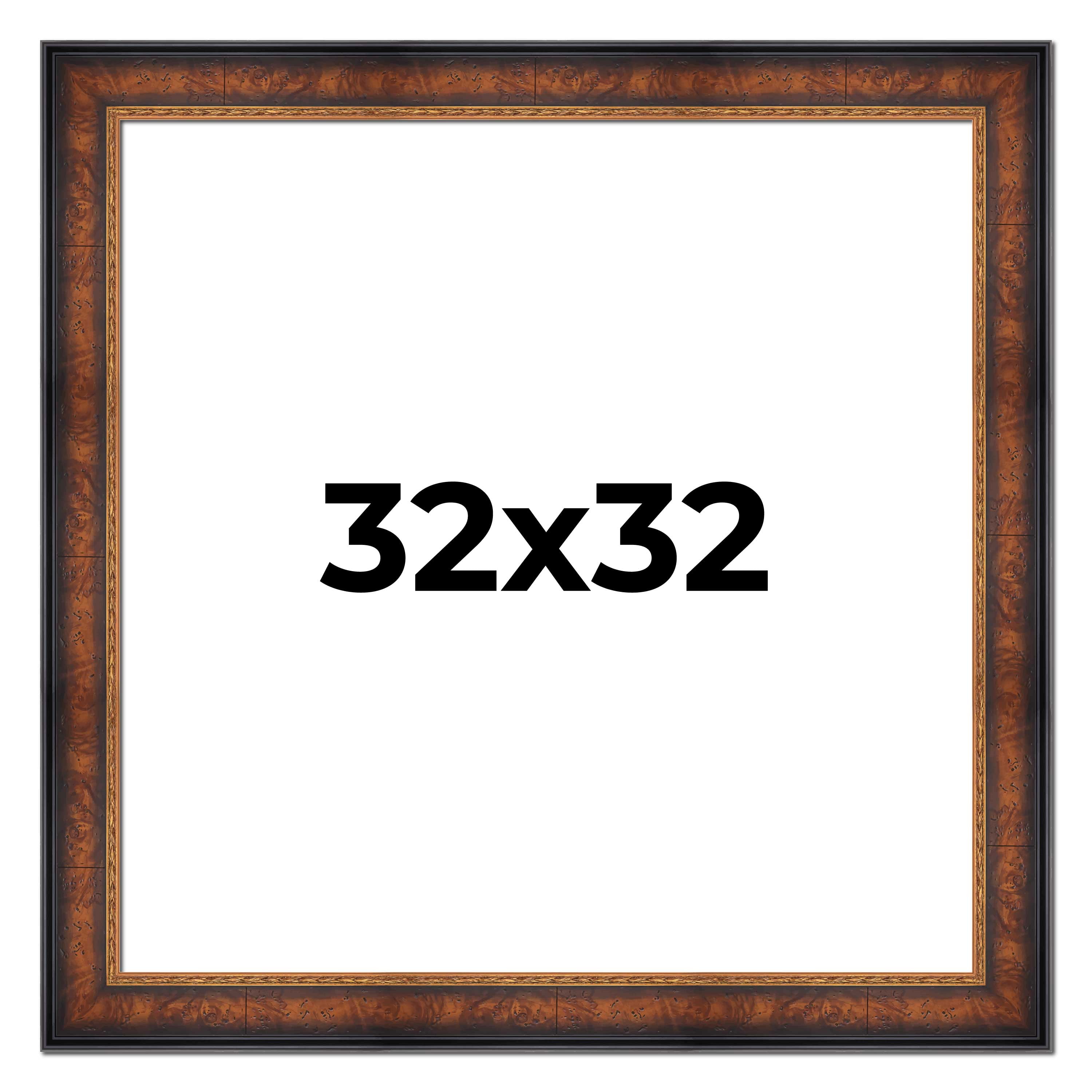 32x32 Frame Brown Walnut Gold Ornate Trim Solid Wood Plein Air Picture ...