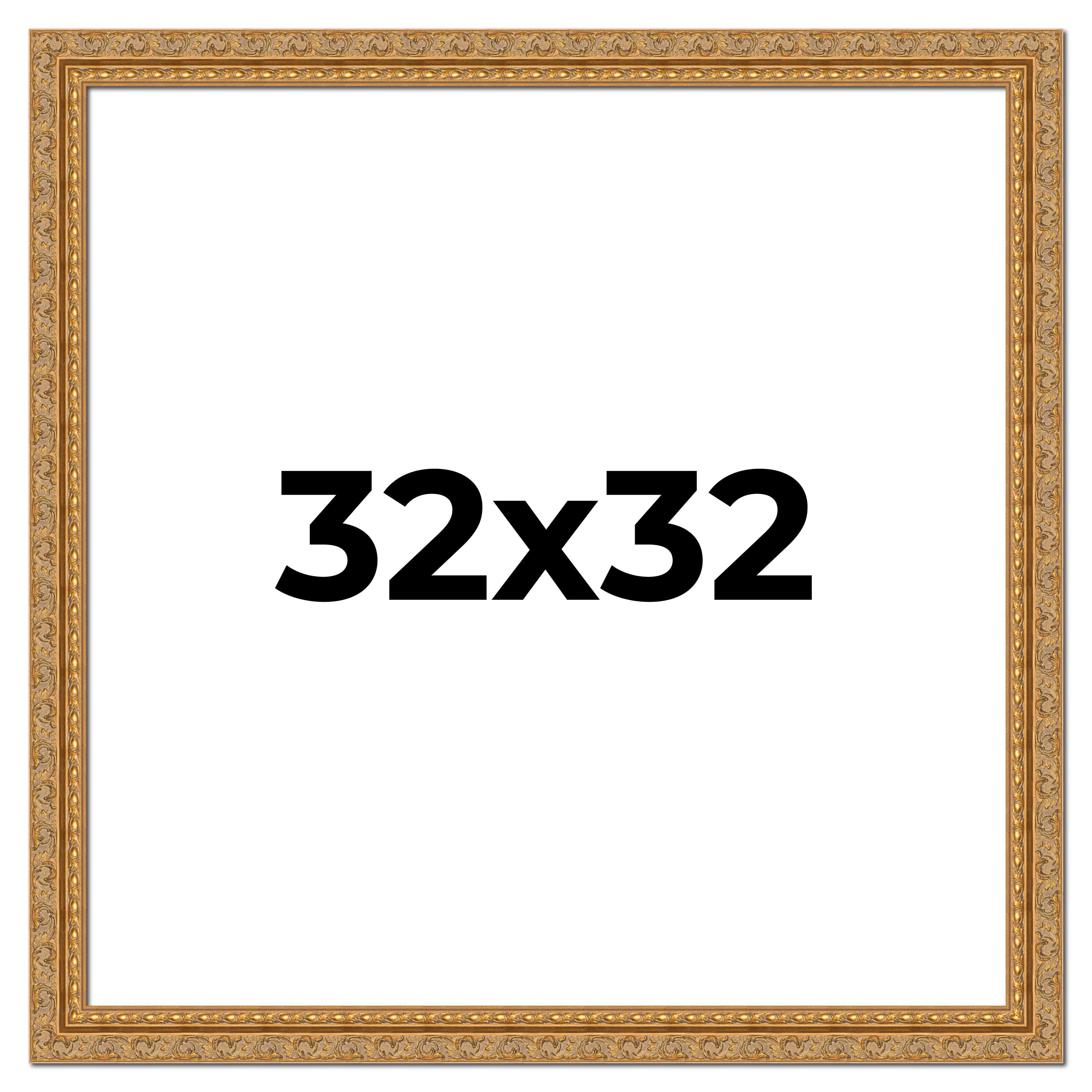 32x32 Frame Gold Ornate Solid Wood Picture Frame | 2 Inch Moulding ...