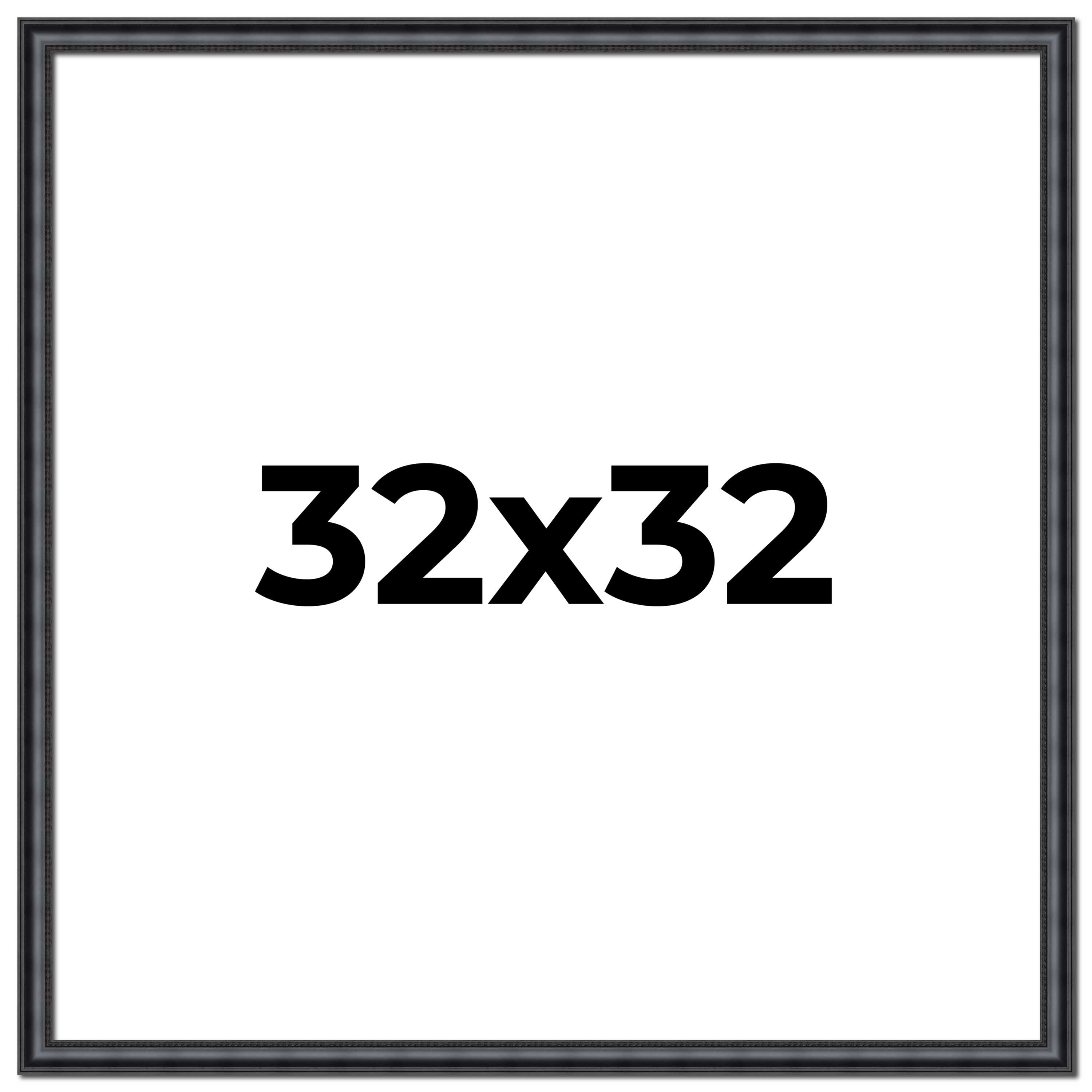 32x32 Linear Black Picture Frame - UV Acrylic, Foam Board Backing ...