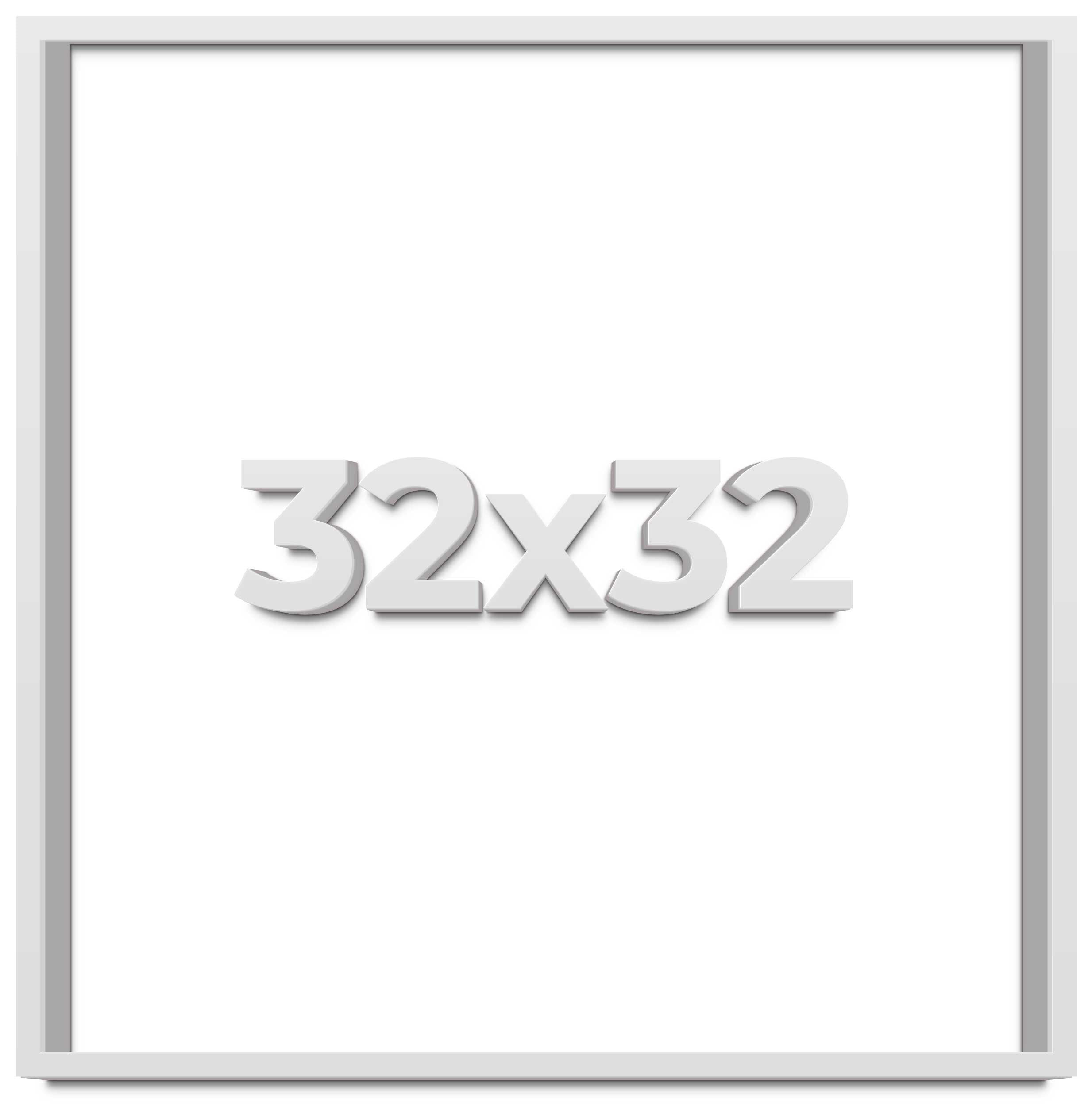 32x32 Shadow Box Frame White | 2 Inches Deep Real Wood Contemporary ...