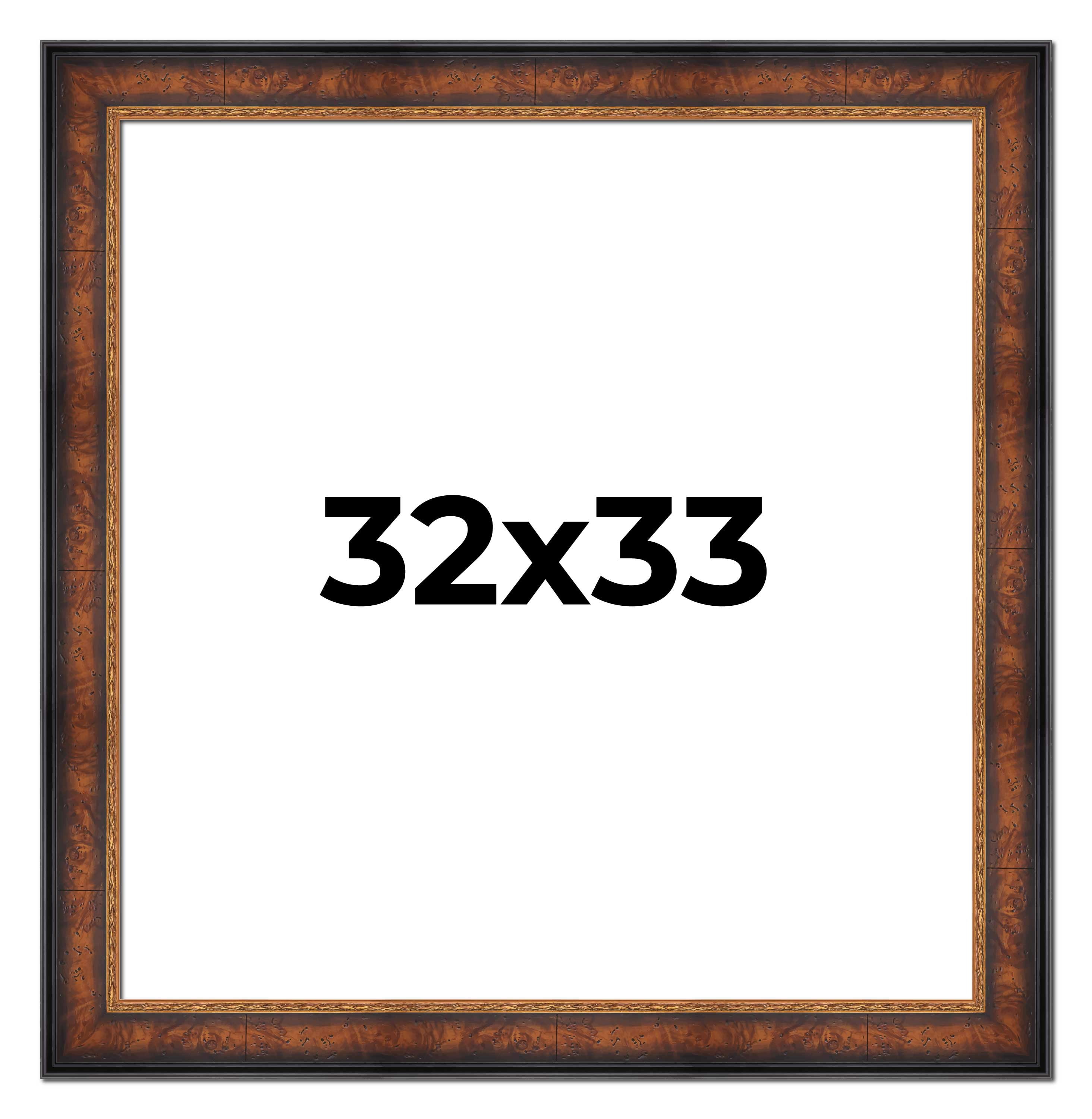 32x33 Frame Brown Walnut Gold Ornate Trim Solid Wood Plein Air Picture ...
