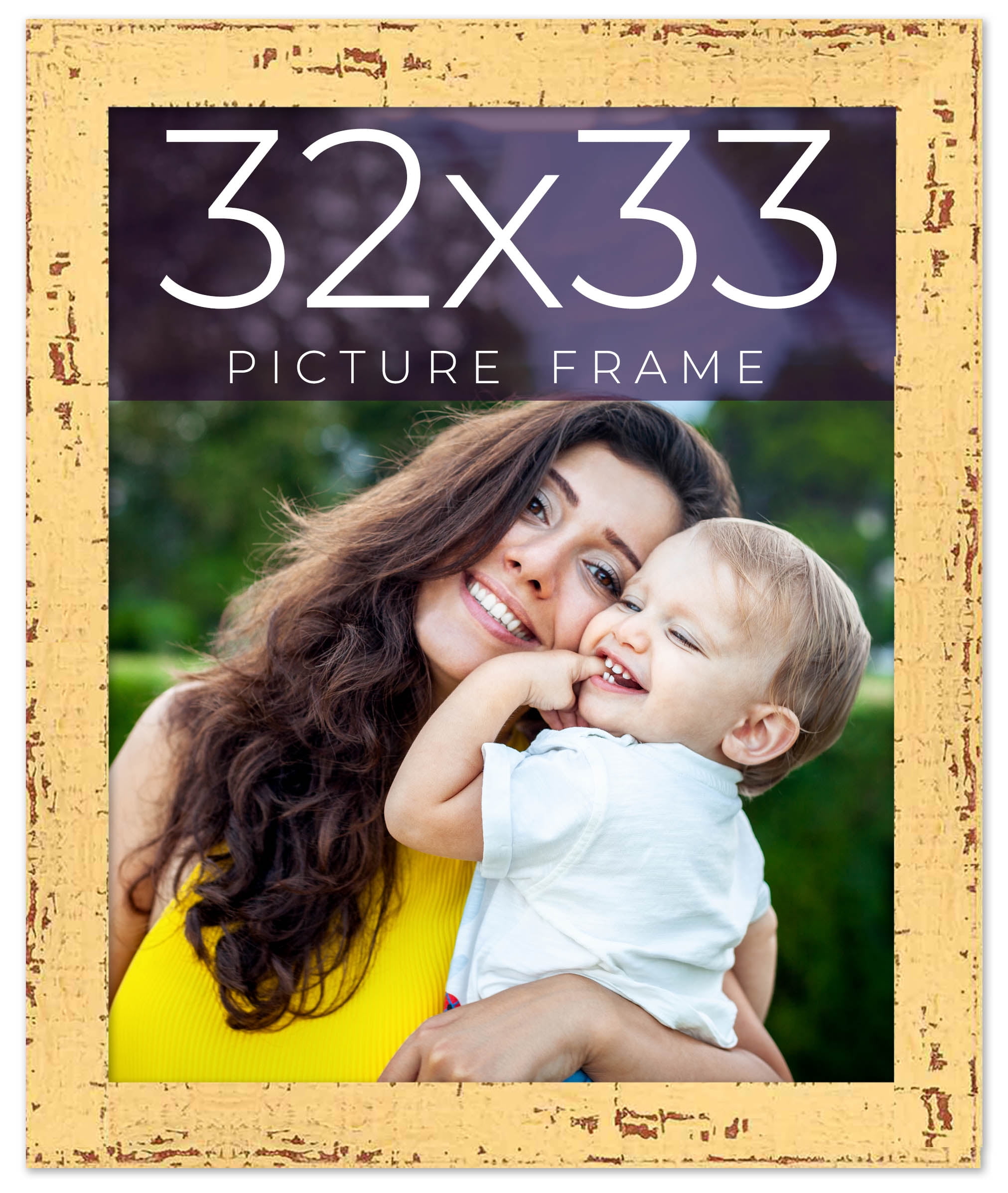 32x33 Frame Yellow Real Wood Picture Frame Width 1.25 inches | Interior ...