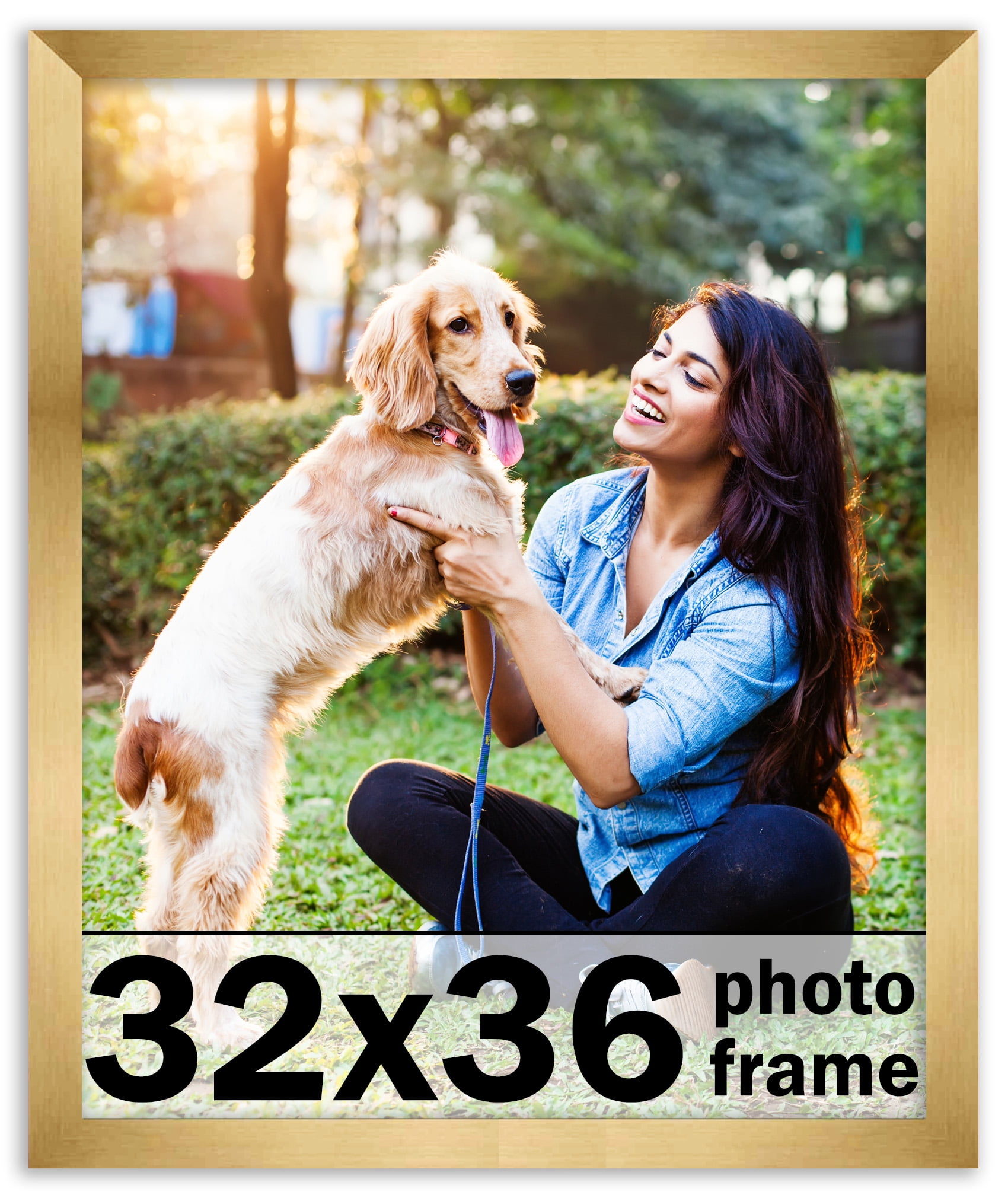 32x36 Frame Gold Bronze Modern Solid Wood Picture Frame | 0.75 Inch ...
