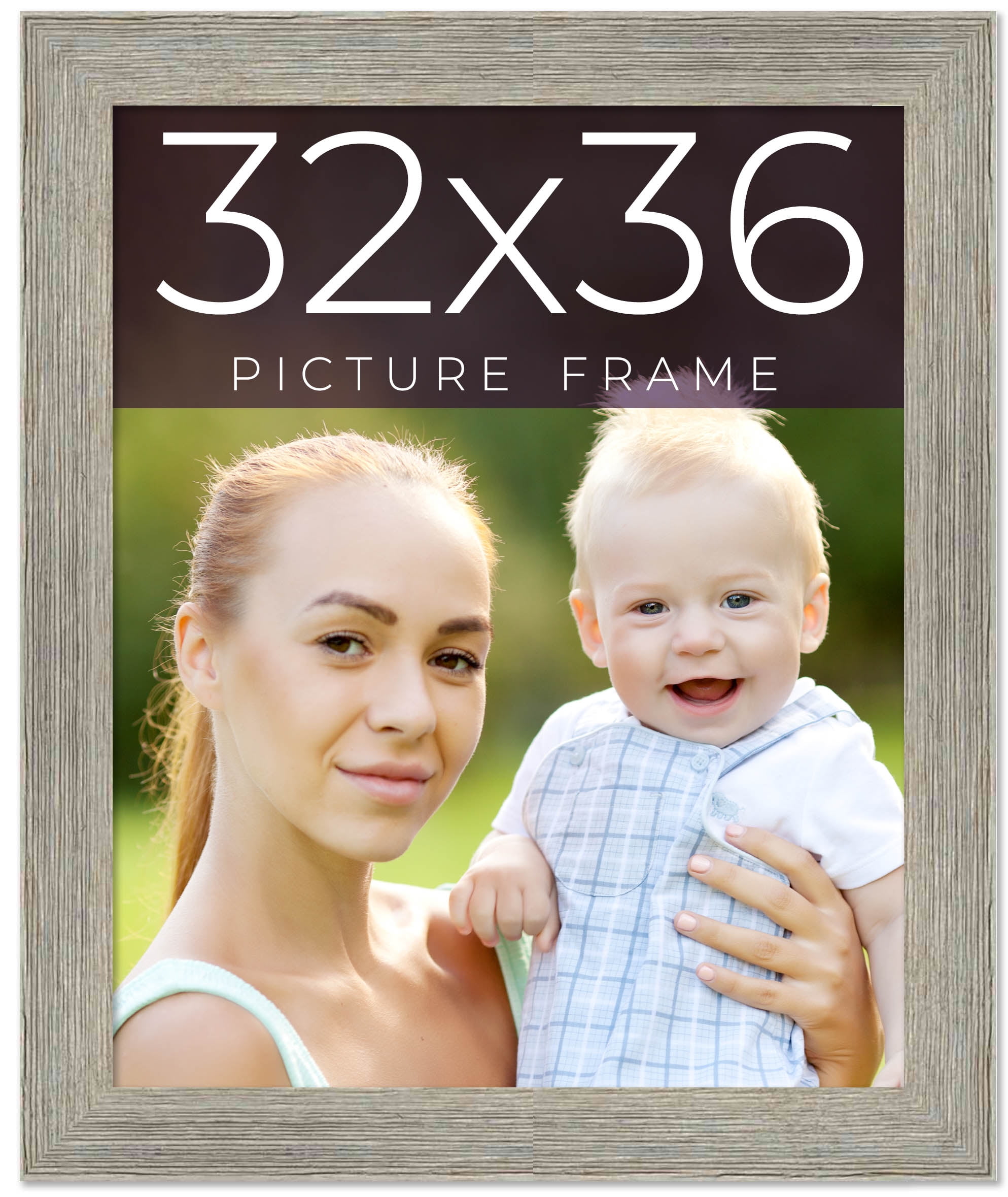 32x36 Frame Grey Real Wood Picture Frame Width 1.5 Inches | Interior ...