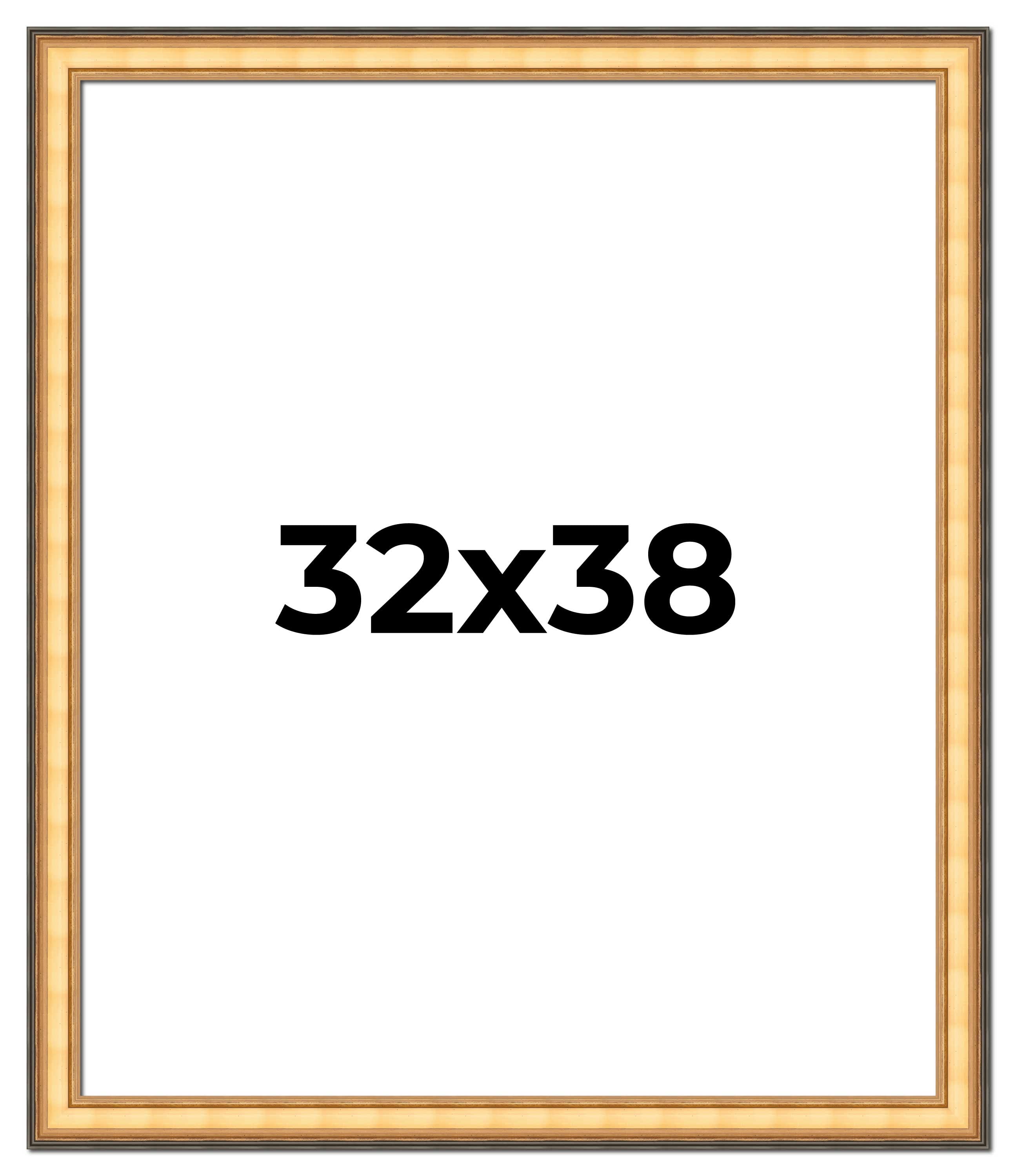32x38 Frame Gold Plein Aire Solid Wood Picture Frame Width 2 Inches | Interior Frame Depth 0.5 ...