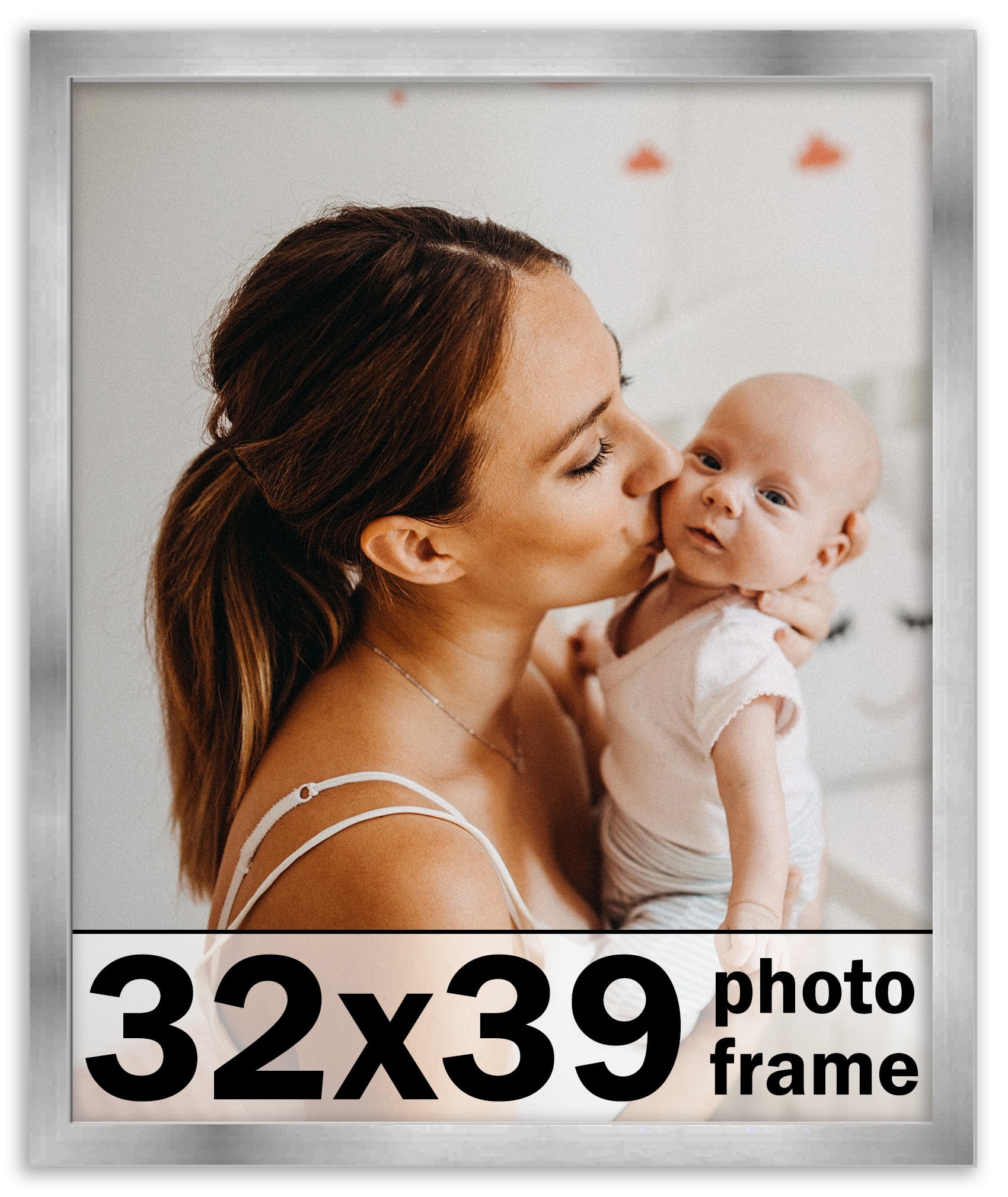32x39 Frame Silver Stainless Steel Solid Wood Picture Frame | 0.75 Inch ...