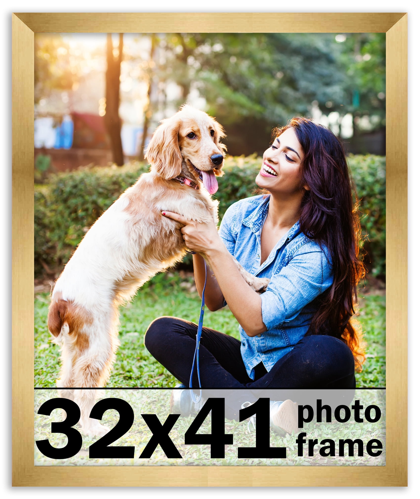 32x41 Frame Gold Bronze Modern Solid Wood Picture Frame | 0.75 Inch ...