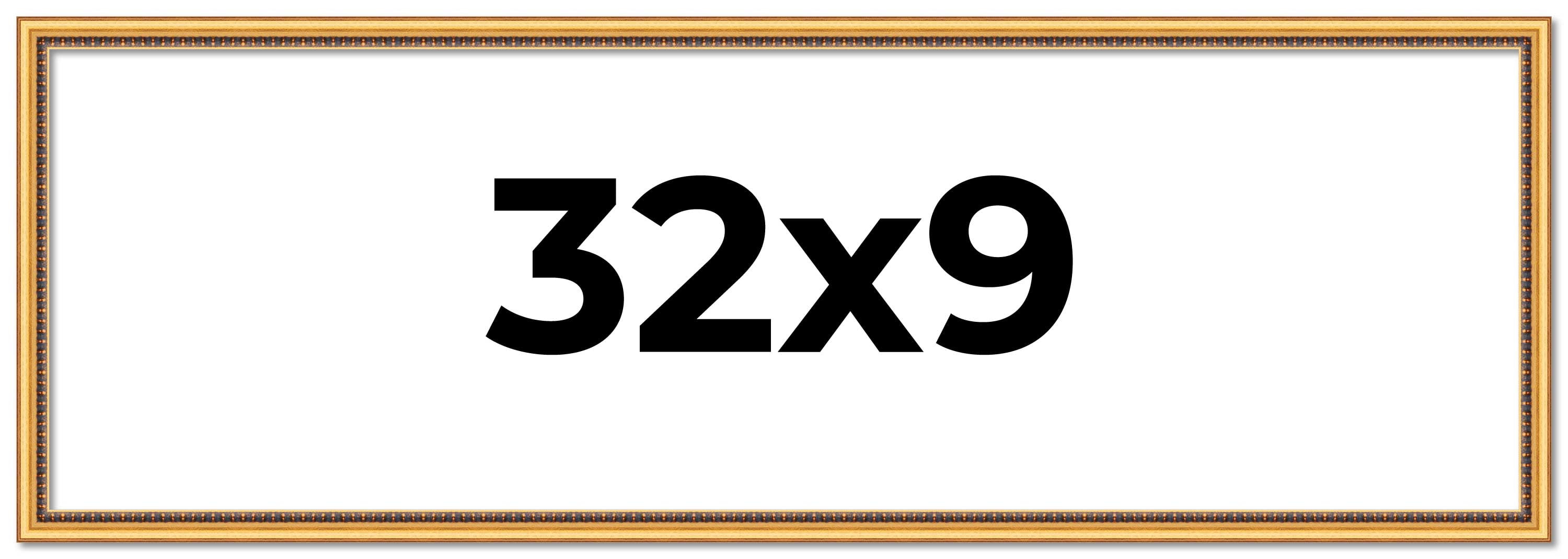 32x9 Frame Beaded Gold Solid Wood Picture Frame | 0.75 Inches Moulding ...