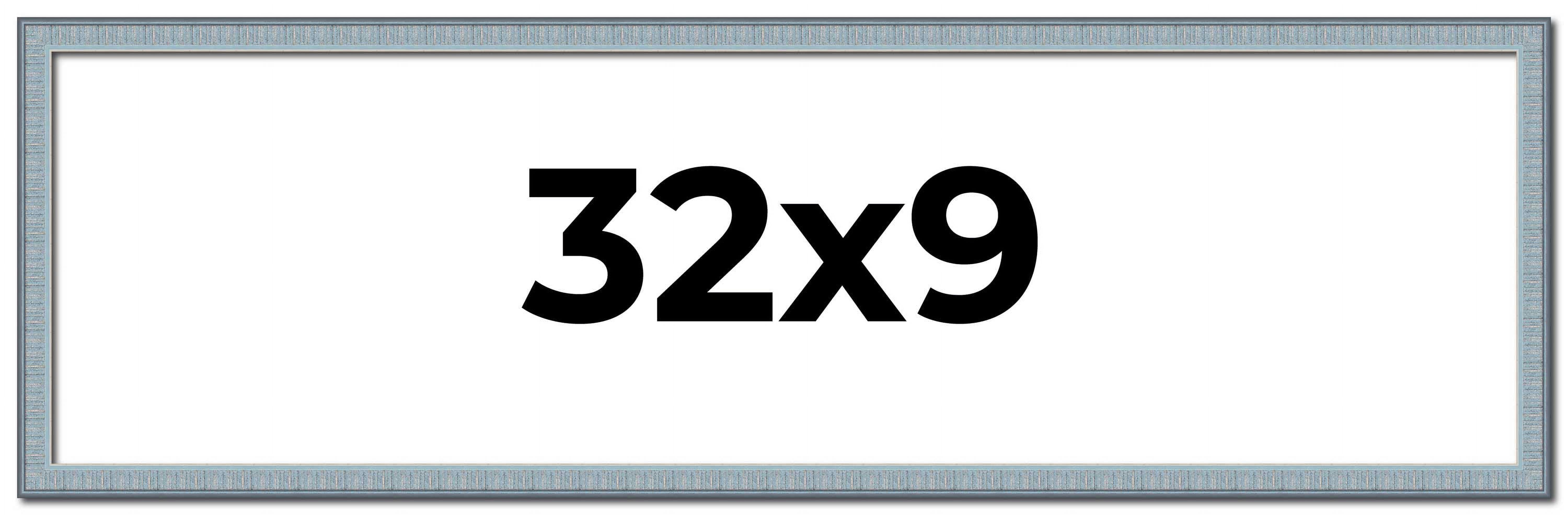 32x9 Frame Rustic Sky Blue Solid Wood Picture Frame | 0.75 Inch Moulding Width |Includes UV ...