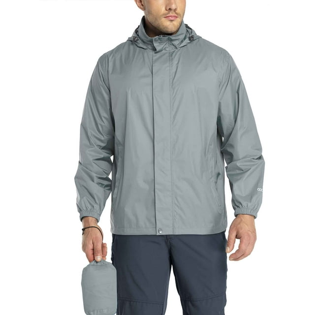 33,000ft Men's Packable Rain Jacket Hooded Lightweight Waterproof Rain ...