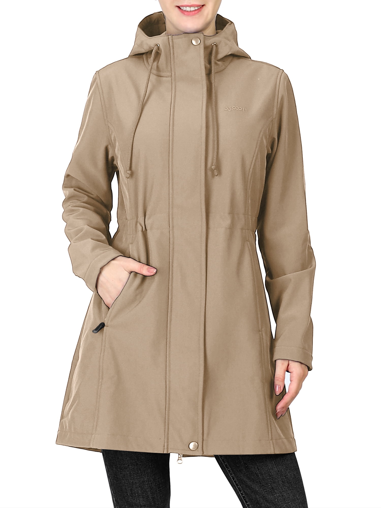 33,000ft Women's Softshell Long Jacket with Hood Fleece Lined Windproof ...