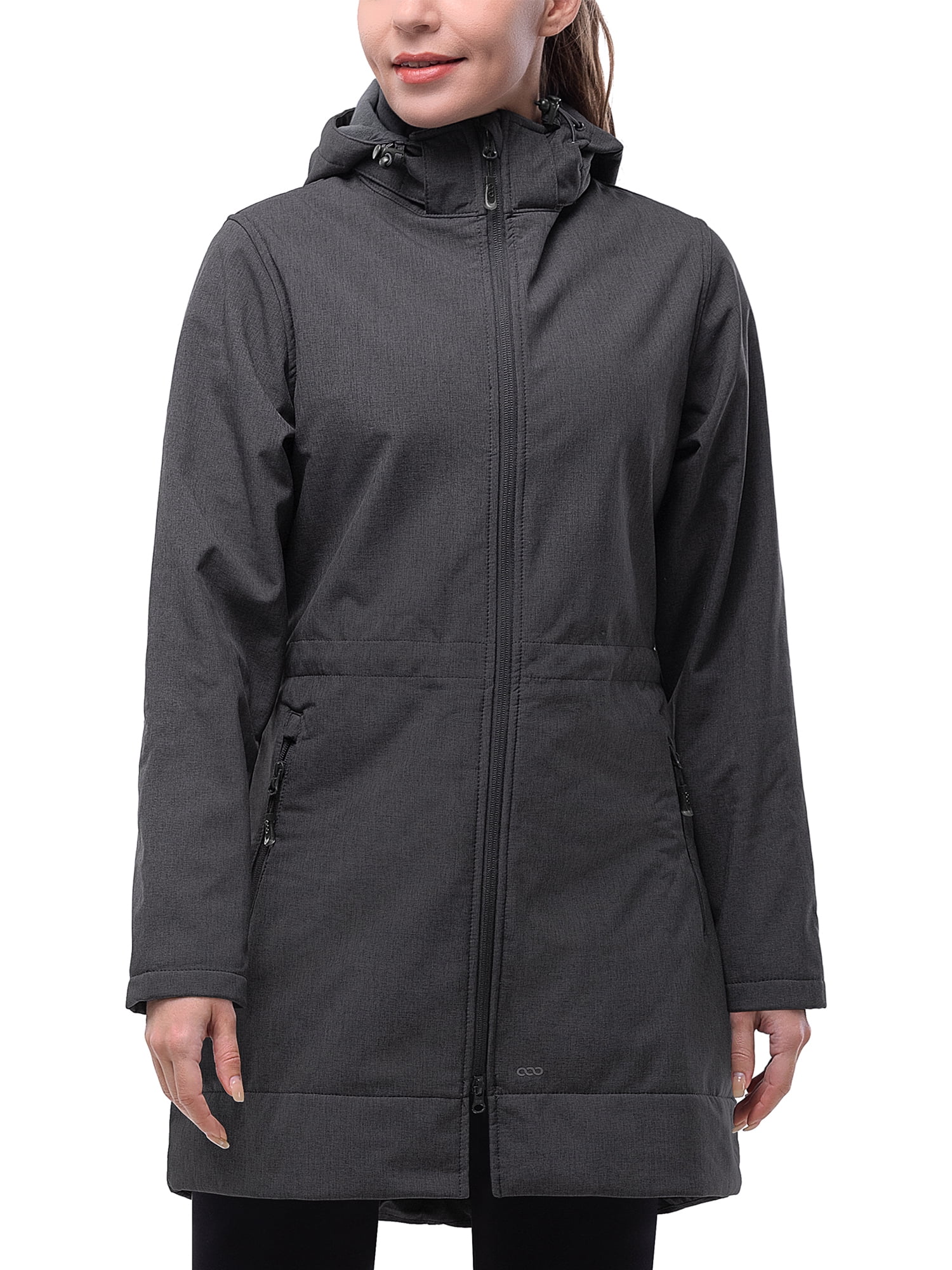 33,000ft Women's Waterproof Softshell Long Rain Jacket with Hood Fleece ...