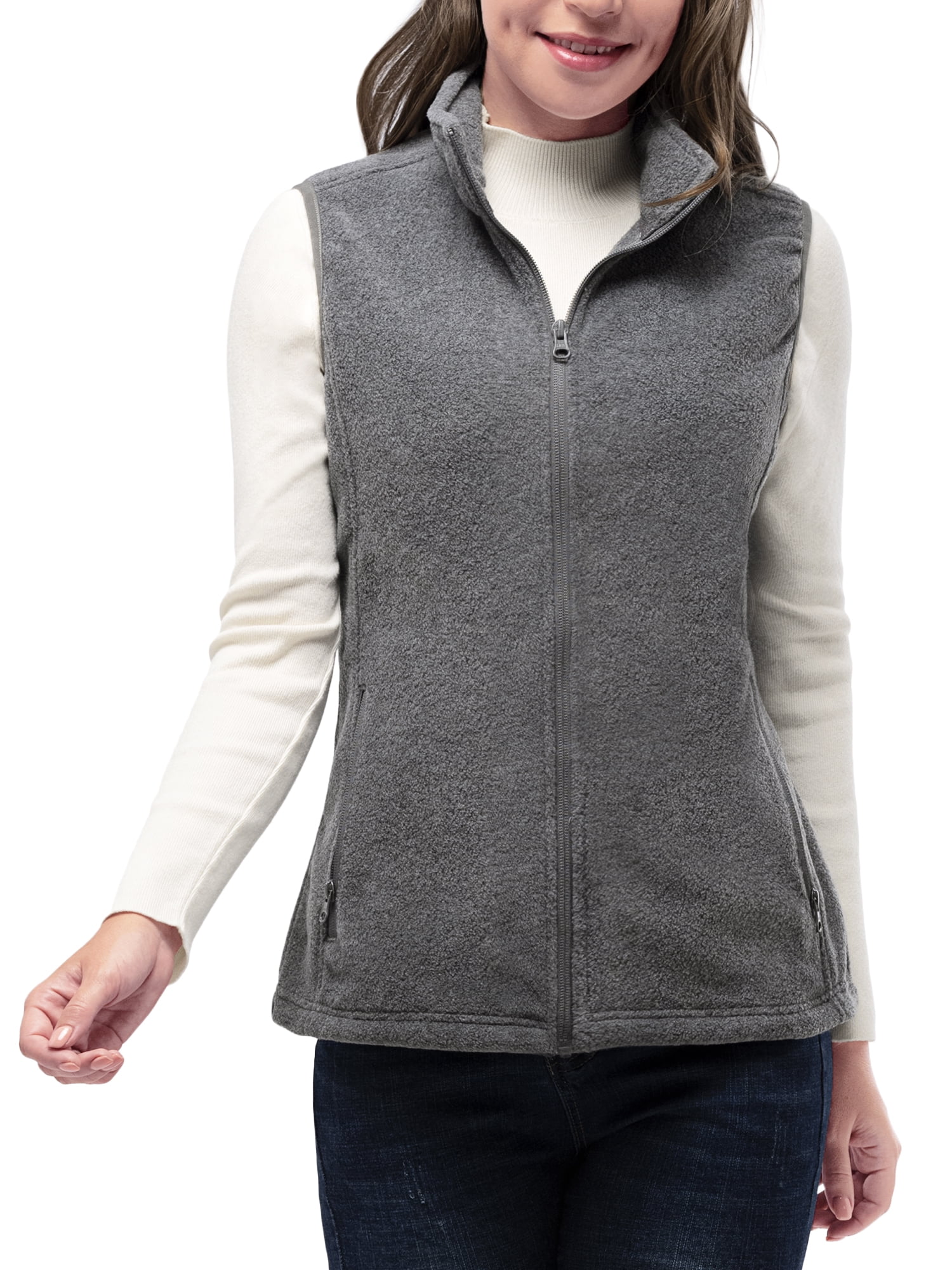 33,006ft Women's Soft Fleece Vest, Lightweight Polar Outerwear with Zip ...