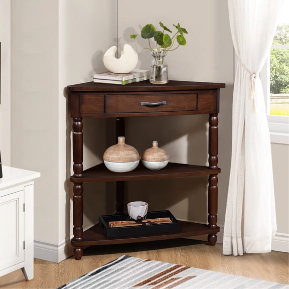 New Classic Furniture Oscar Triangular Tapered-Leg Veneer Top Corner ...