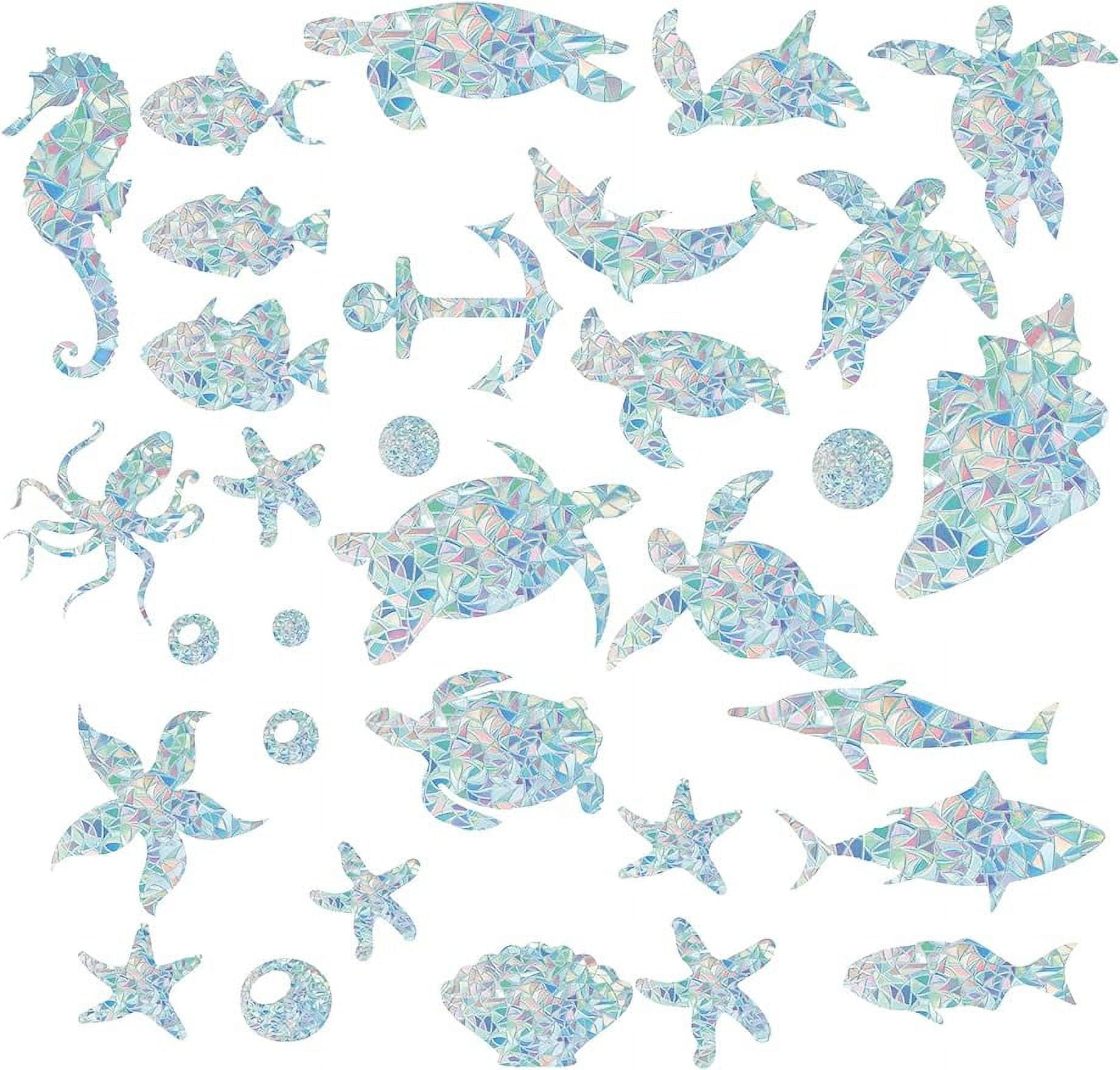 33.07x13.78 Inch 32Pcs Sea Animals Series Rainbow Window Clings Turtle ...