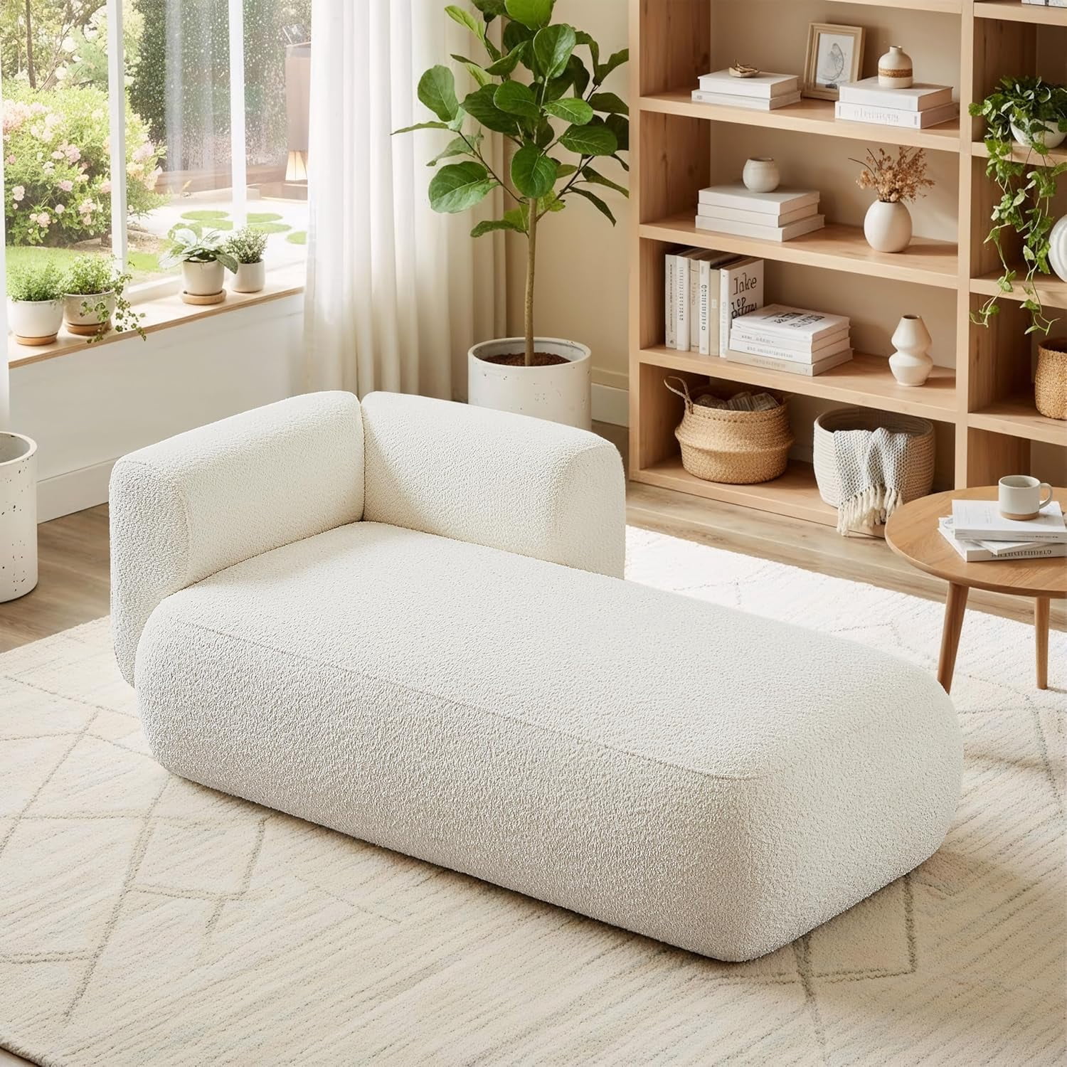 33.1" Chaise Lounge Chair,Sherpa Chaise Lounge,Left Arm Lounge Chair ...