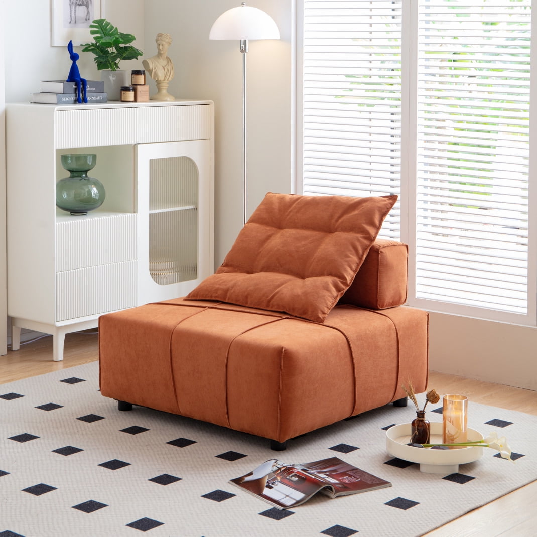 33.1” Modular Sectional Single Sofa Couch, Artificial Suede Fabric ...