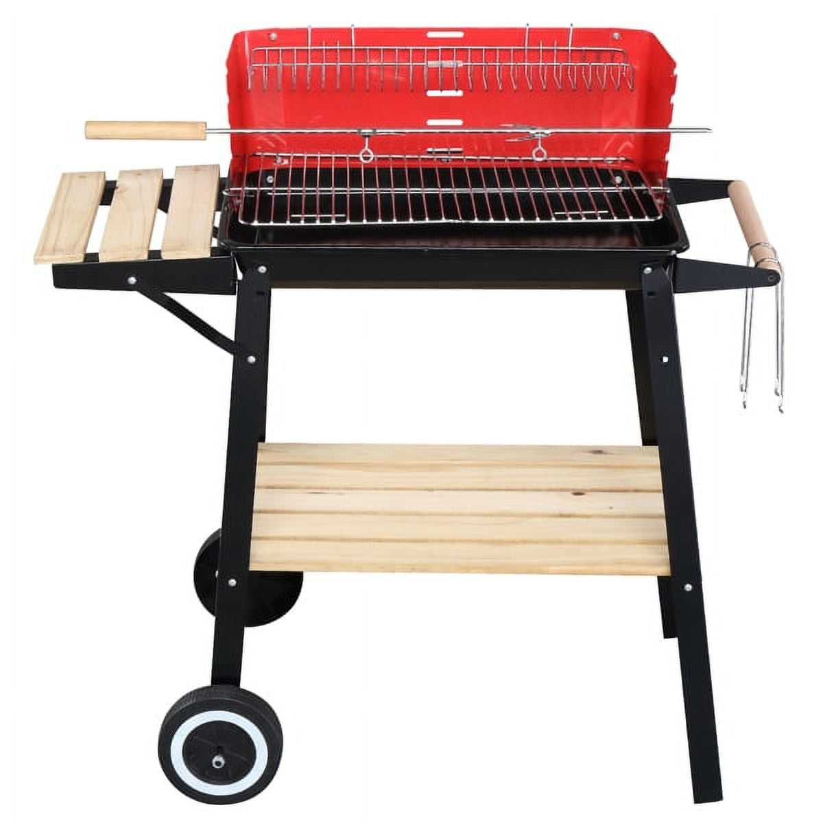 33*16*33 Inch Portable BBQ Charcoal Grill with Side Shelf and Wheels ...