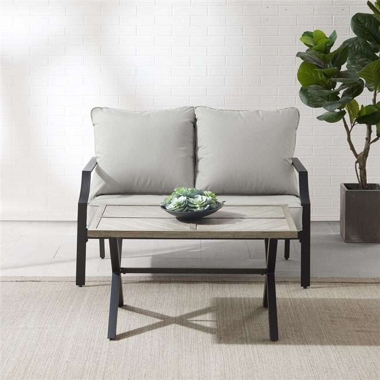 33.25 x 50 x 30 in. Otto Outdoor Metal Conversation Set, Gray - 2 Piece ...