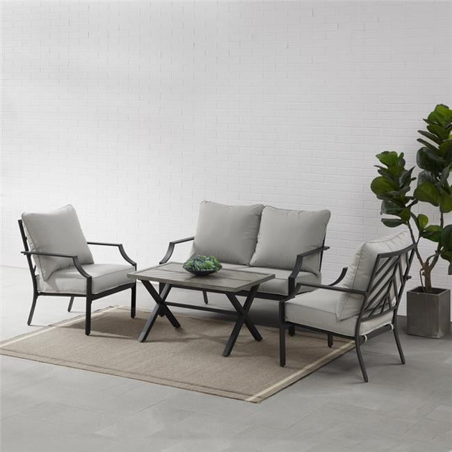 33.25 x 50 x 30 in. Otto Outdoor Metal Conversation Set, Gray - 4 Piece ...