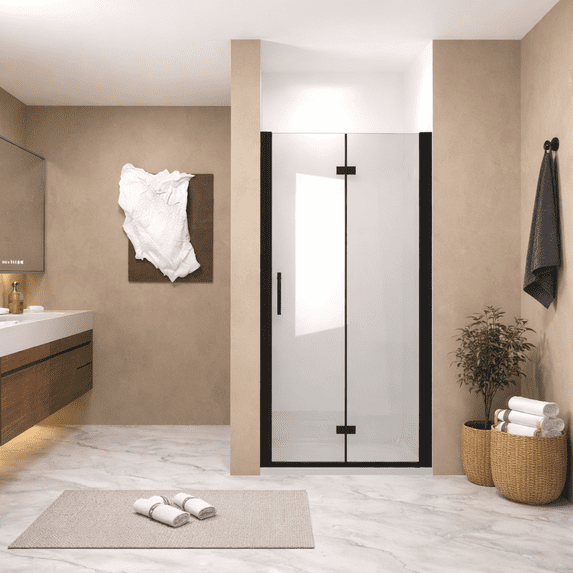 33-32 "x 72" Bifold Shower Door, 1/4"(6mm) Tempered Glass, Matte Black ...