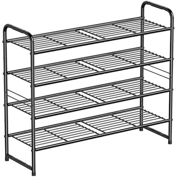 33" Wide Shoe Rack, 4-Tier Shoe Storage Rack for 20-25 Pairs of Shoes ...
