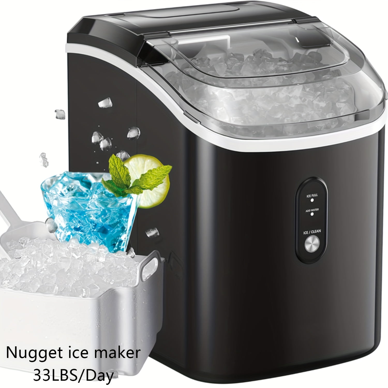33/35LBS Golden Nugget & 26LBS Bullet Ice Maker, Portable Countertop ...