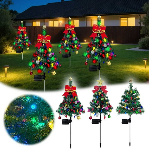 33.4" Solar Christmas Decorations Trees Lights Outdoor Waterproof LED ...