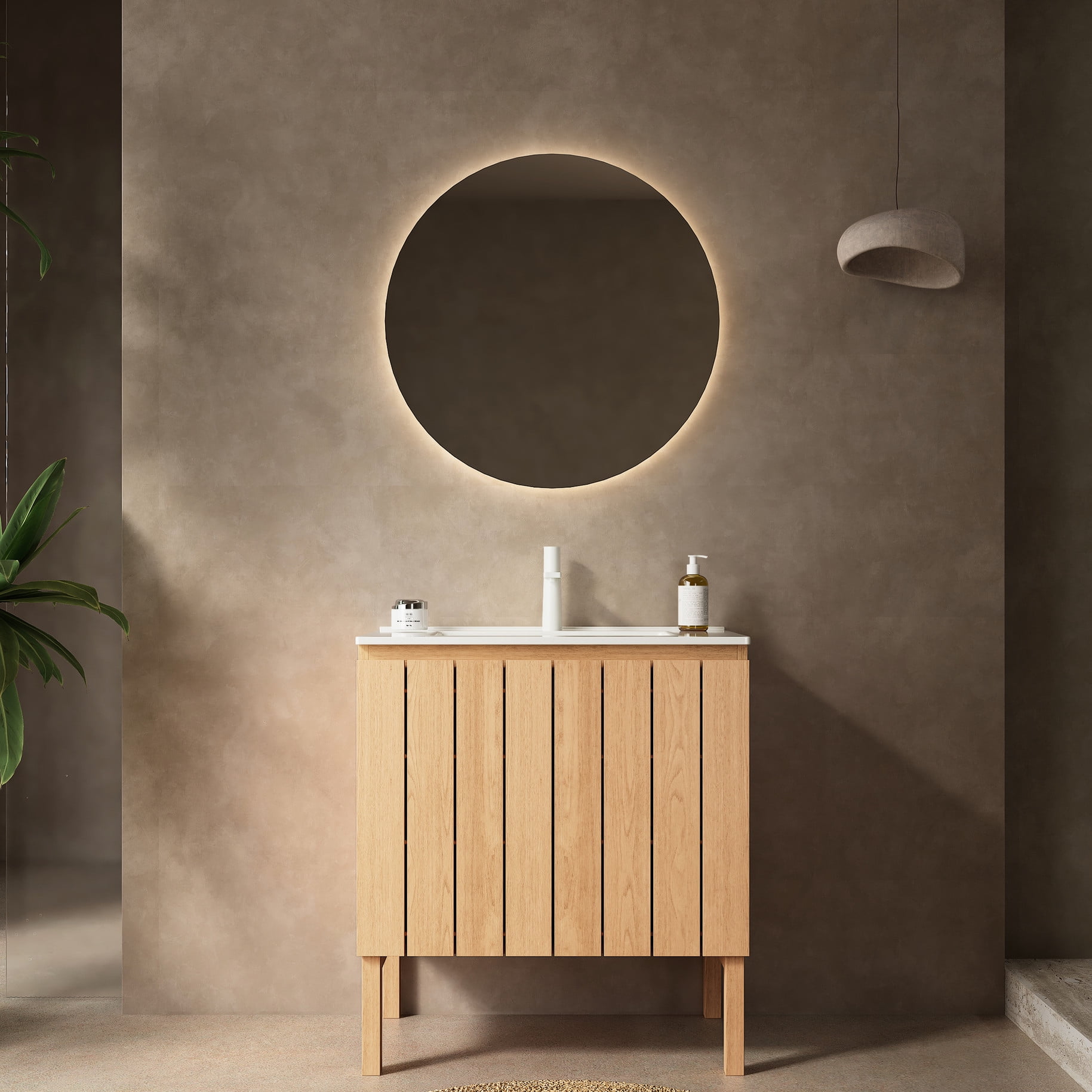 33.46in Height, Unique Striped Cabinet - Prevent Water Leakage Basin ...