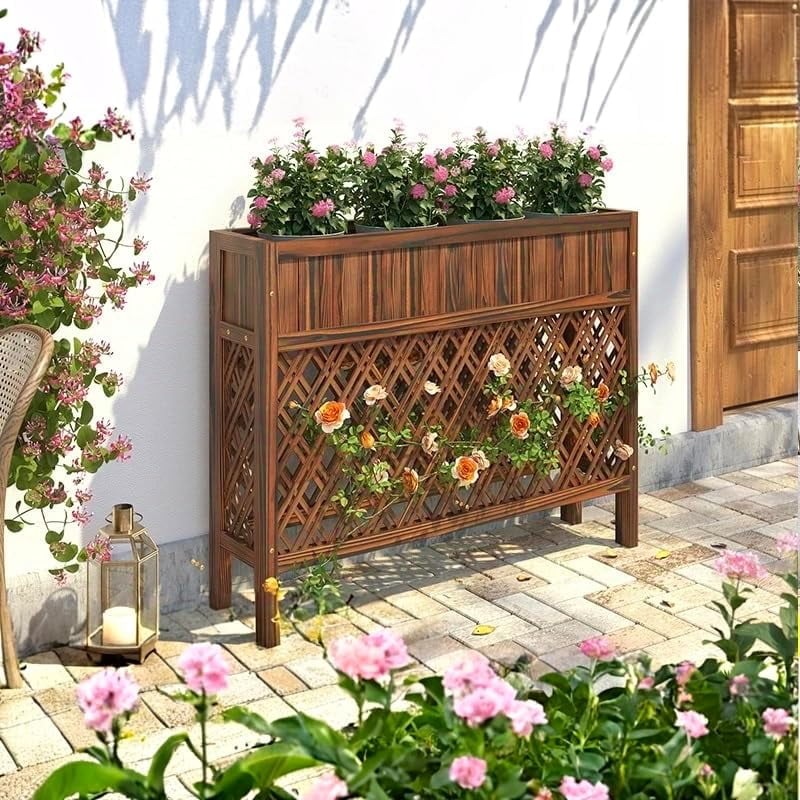 33.5 * 11.8 * 35.5IN Wood Tall Rectangular Planter Stand - Large ...