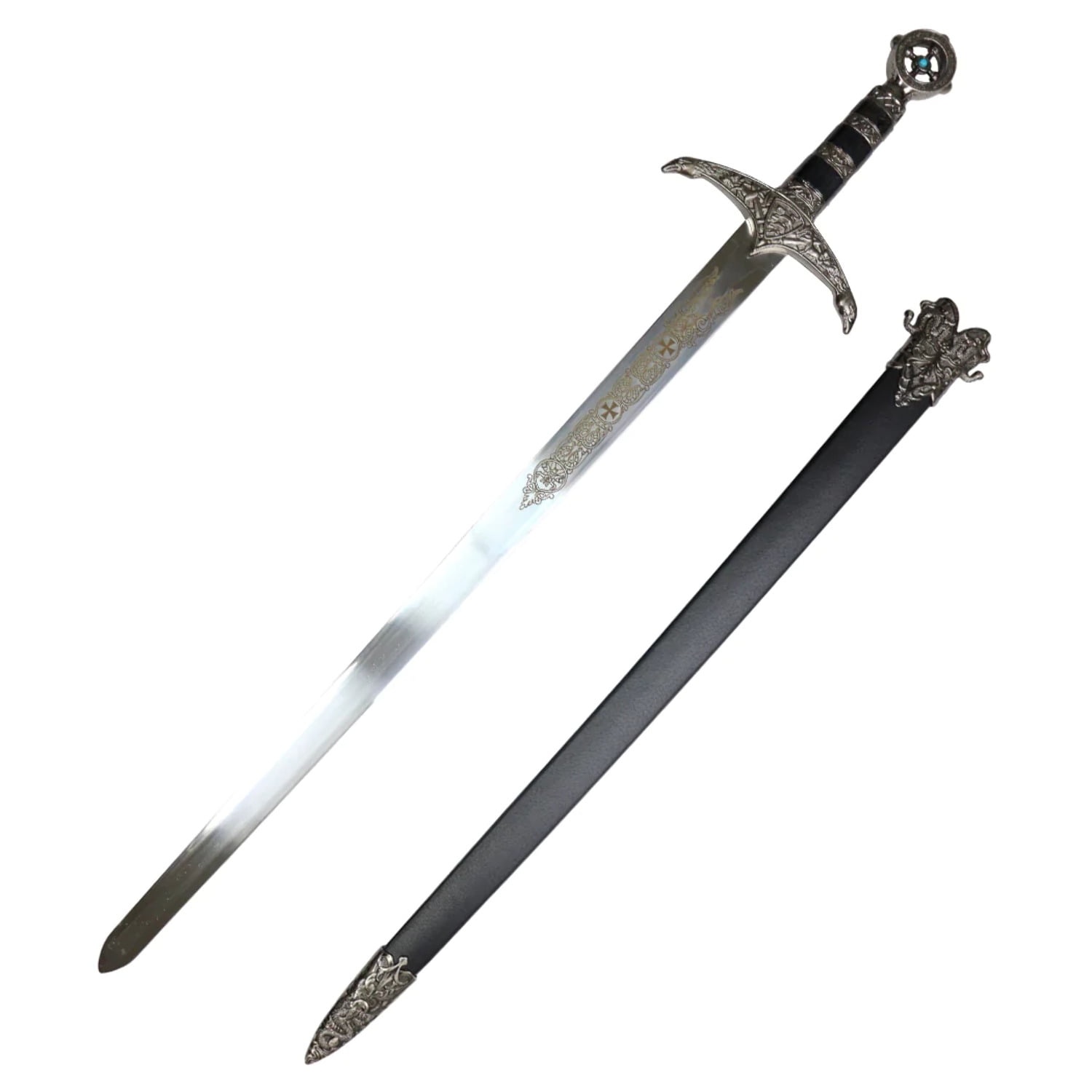 33.5 Golden Cross Medieval Fantasy Collectible Sword With Black Plastic ...