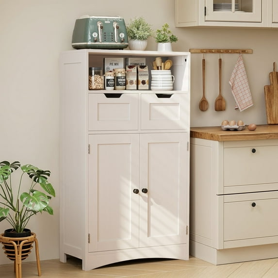 Small Pantry Cabinet, Asofer 42.5"H Storage Cabinet with 2 Drawers and ...