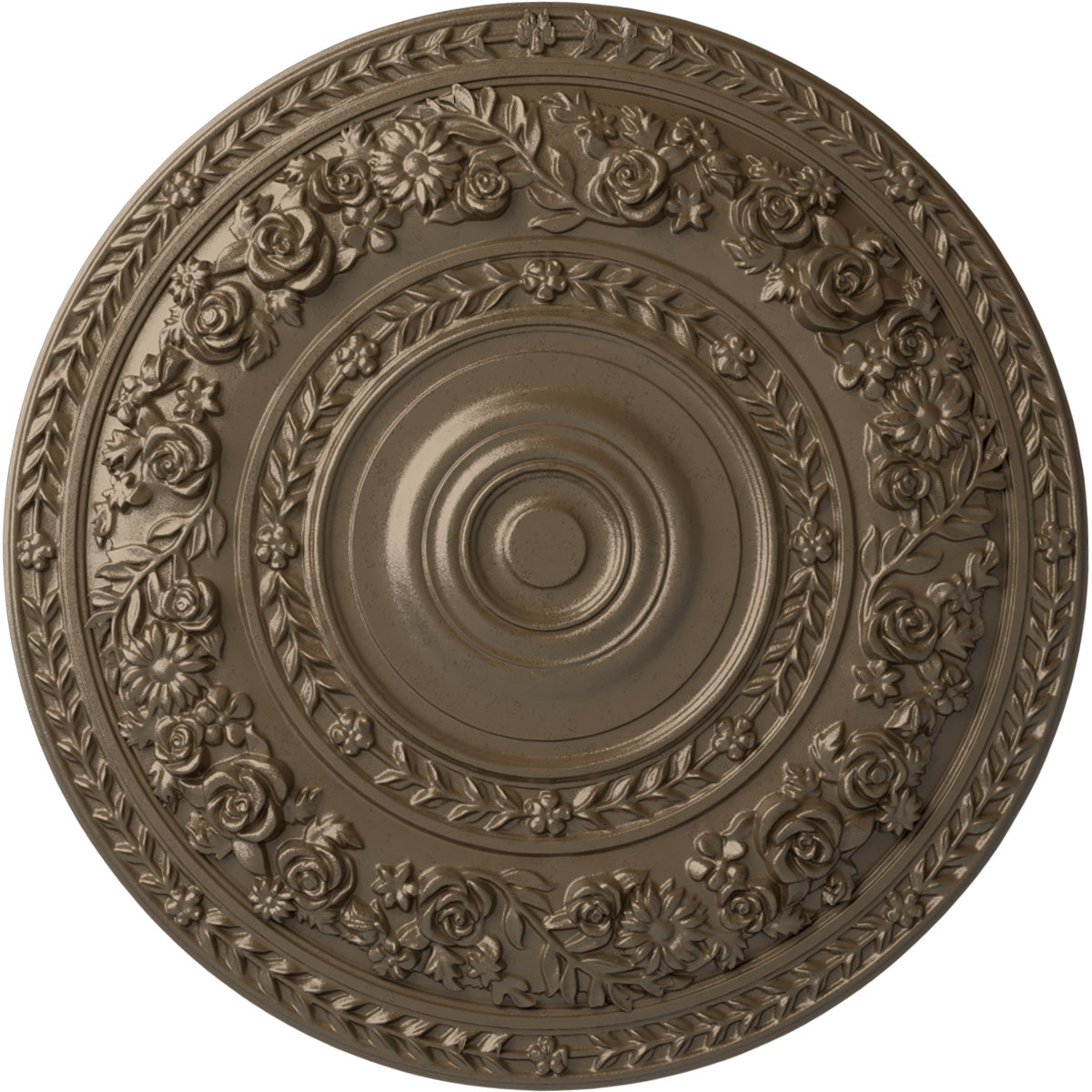 33 7/8"OD x 2 3/8"P Rose Ceiling Medallion Warm Silver Finished ...