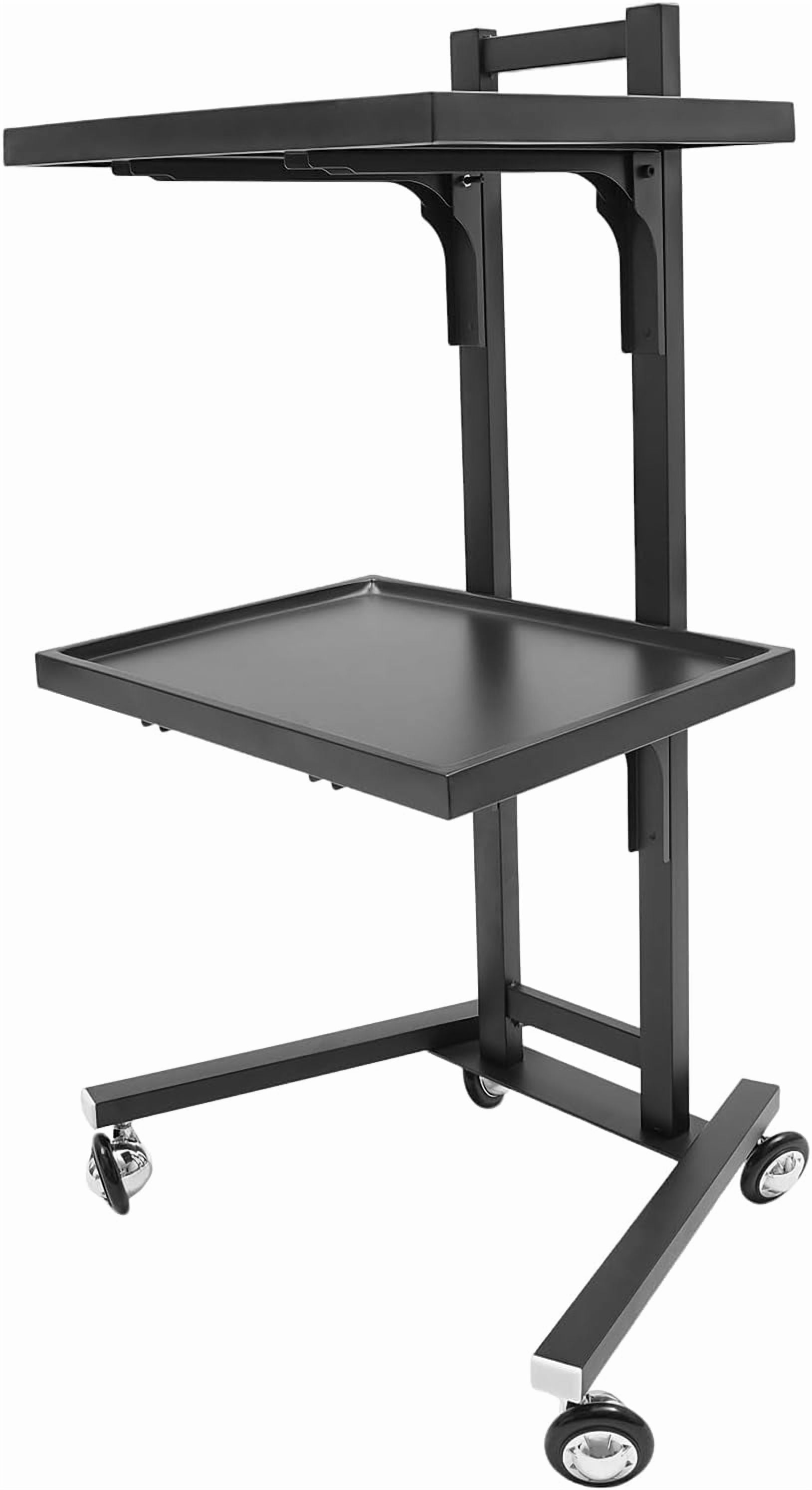 33.86 Inch 2-Tier Metal Rolling Utility Cart, Stainless Steel Mobile ...