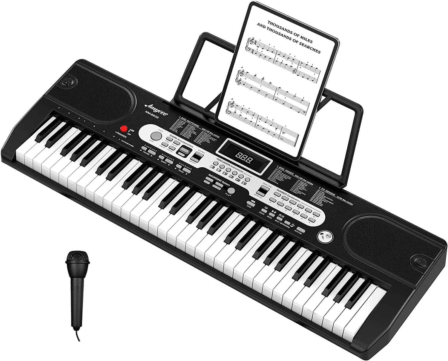 33.86" x 11.02" x 3.15" Piano Keyboard, 61-Key Portable Keyboard for ...
