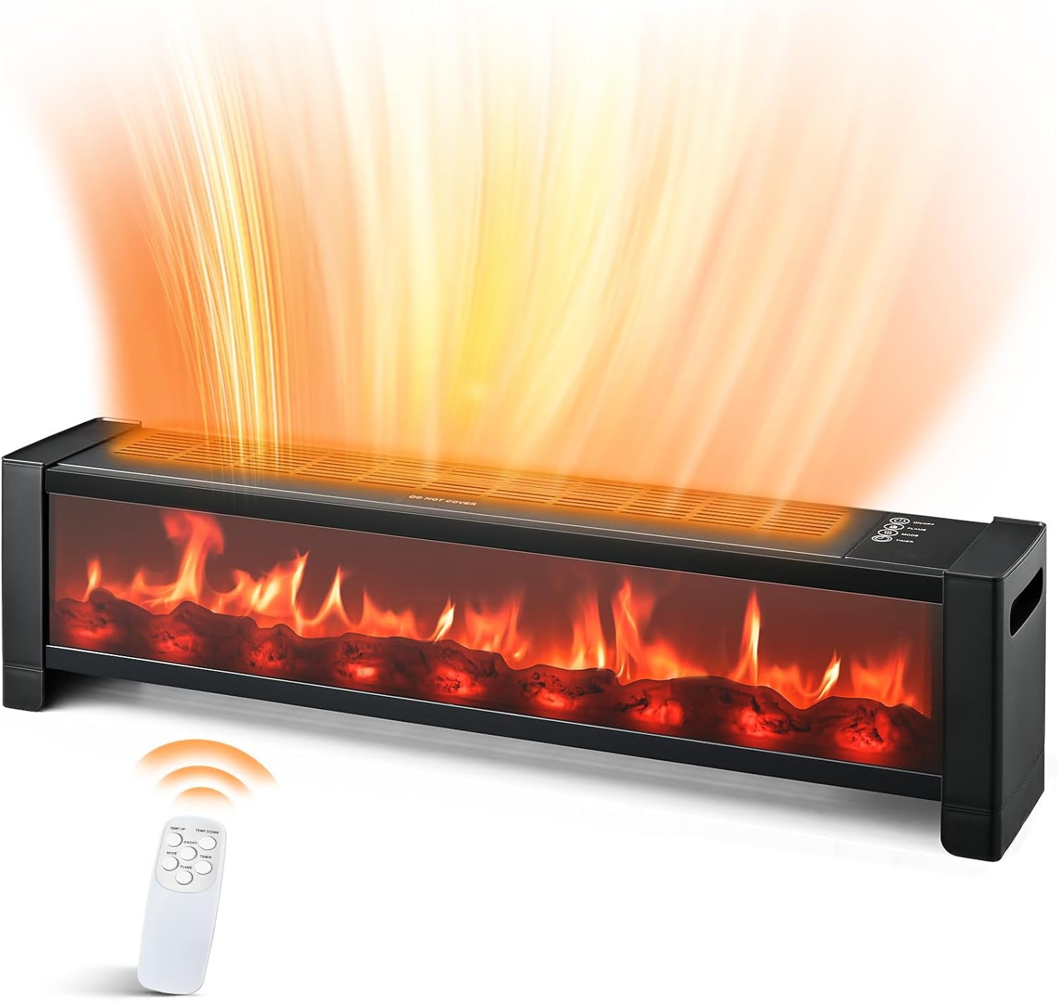 33” Baseboard Heater, 1500W Electric Fireplace with Top Air Outlet ...