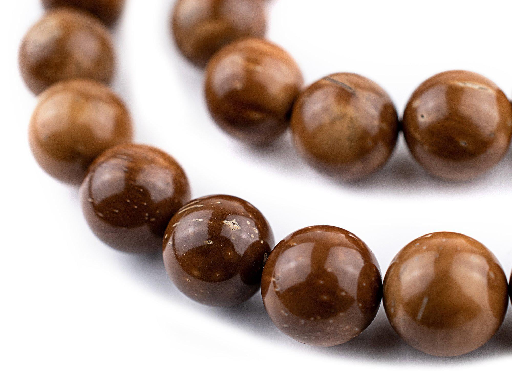 33 Brown Round Wooden Arabian Prayer Beads (12mm), Islamic Tasbih ...