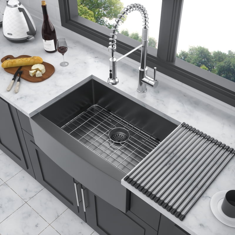 33 Brushed Nickel Farmhouse Sink - 33 Inch Kitchen Sink Stainless Steel ...
