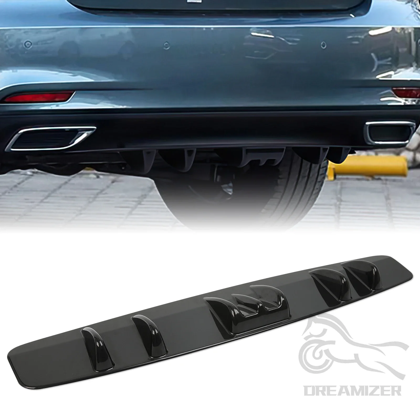33" Car Rear Bumper Lip, Universal Rear Diffuser Shark Fin Style Bumper ...