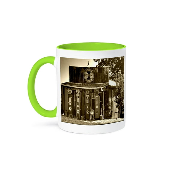 33 Cents, Old Gas Station, 11oz Two-Tone Green Mug - Walmart.com