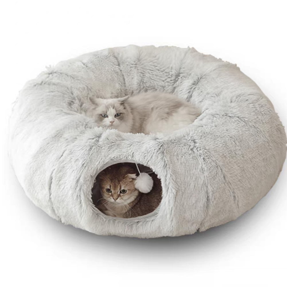 33" Circle Cat Tunnel, Cat Tunnel Bed with Interactive Hanging Ball ...