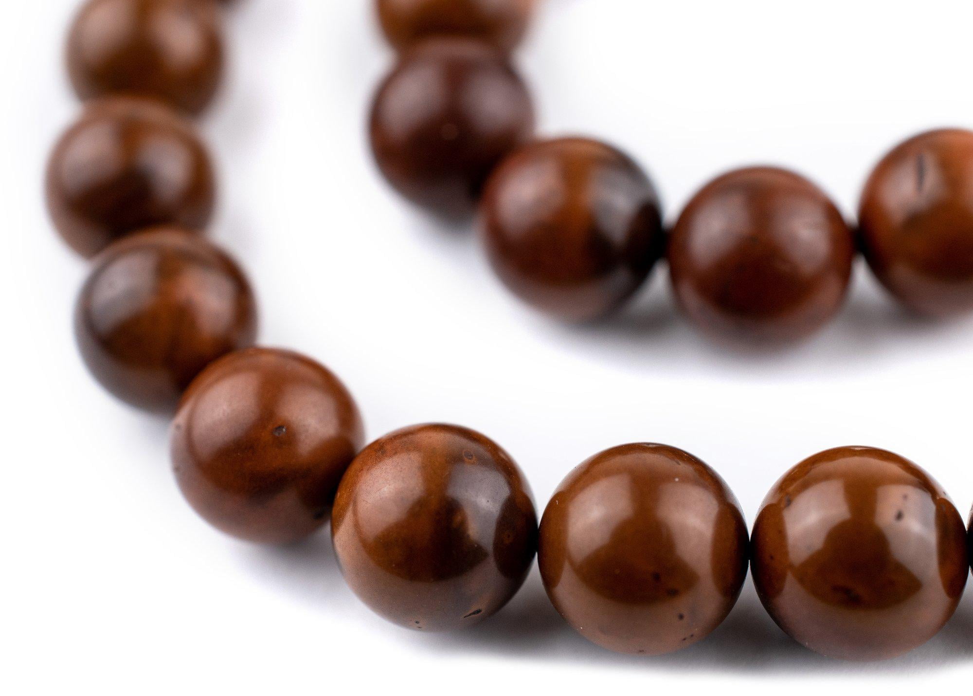 33 Dark Brown Round Wooden Arabian Prayer Beads (10mm), Islamic Tasbih ...
