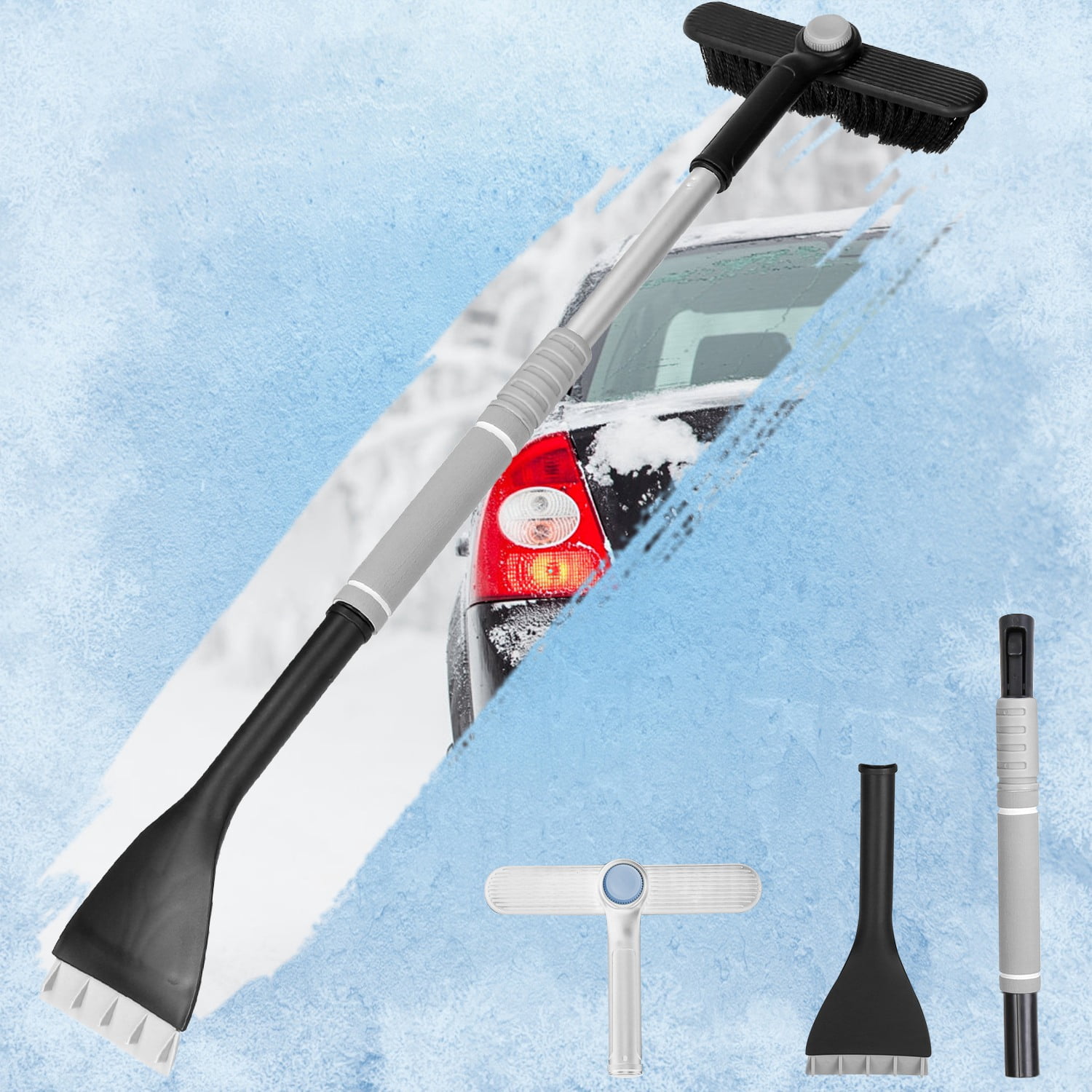 33" Extendable Snow Brush with Detachable Ice Scraper for Car, Snow ...