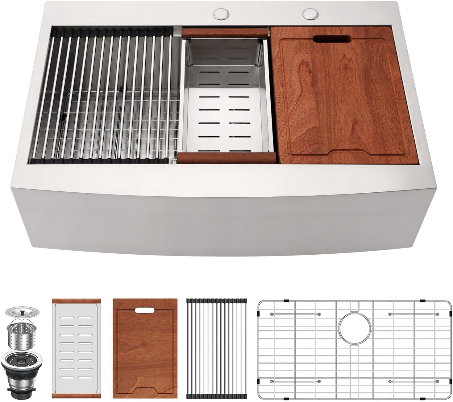Farmhouse Sink Stainless Apron Front Ledge Workstation Deep Single Bowl ...