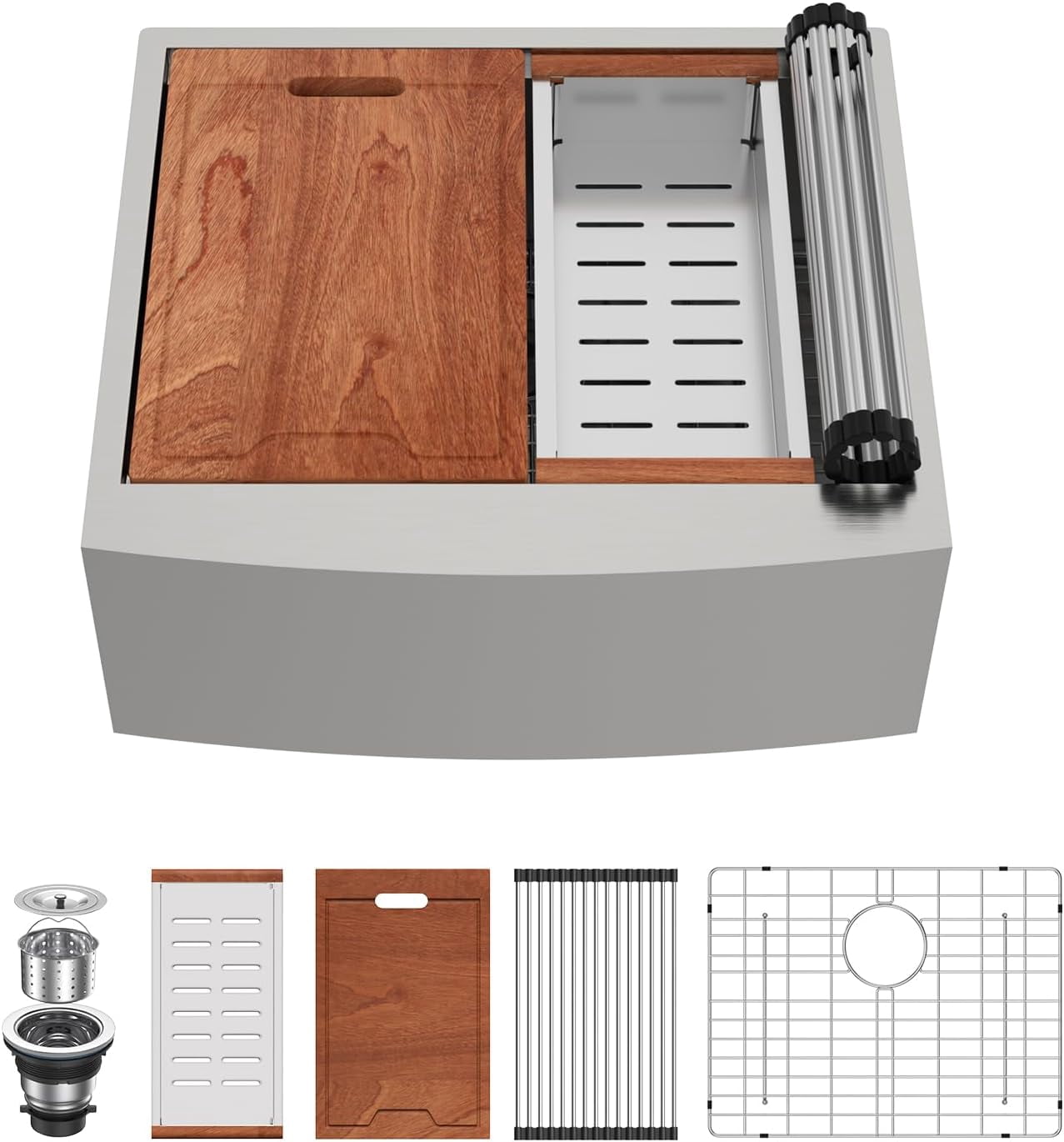 33 Farmhouse Sink Stainless Apron Front Ledge Workstation Deep Single ...