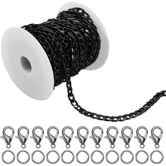 33 Feet/10M Aluminum Curb Chain Jewelry Link Chain with Jump Ring and ...