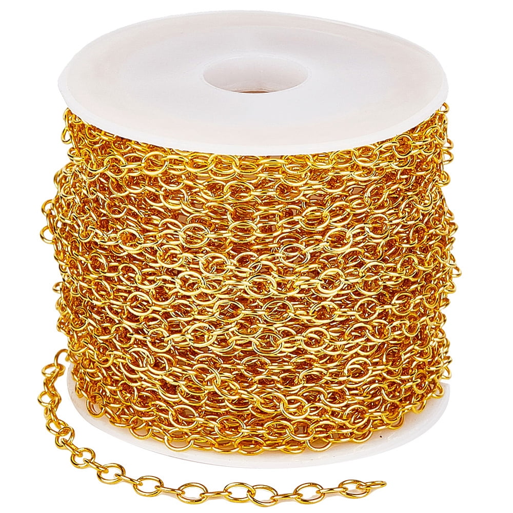 33 Feet/10M Brass Cable Chain Jewelry Chains Roll 4 x 3mm Golden Metal ...